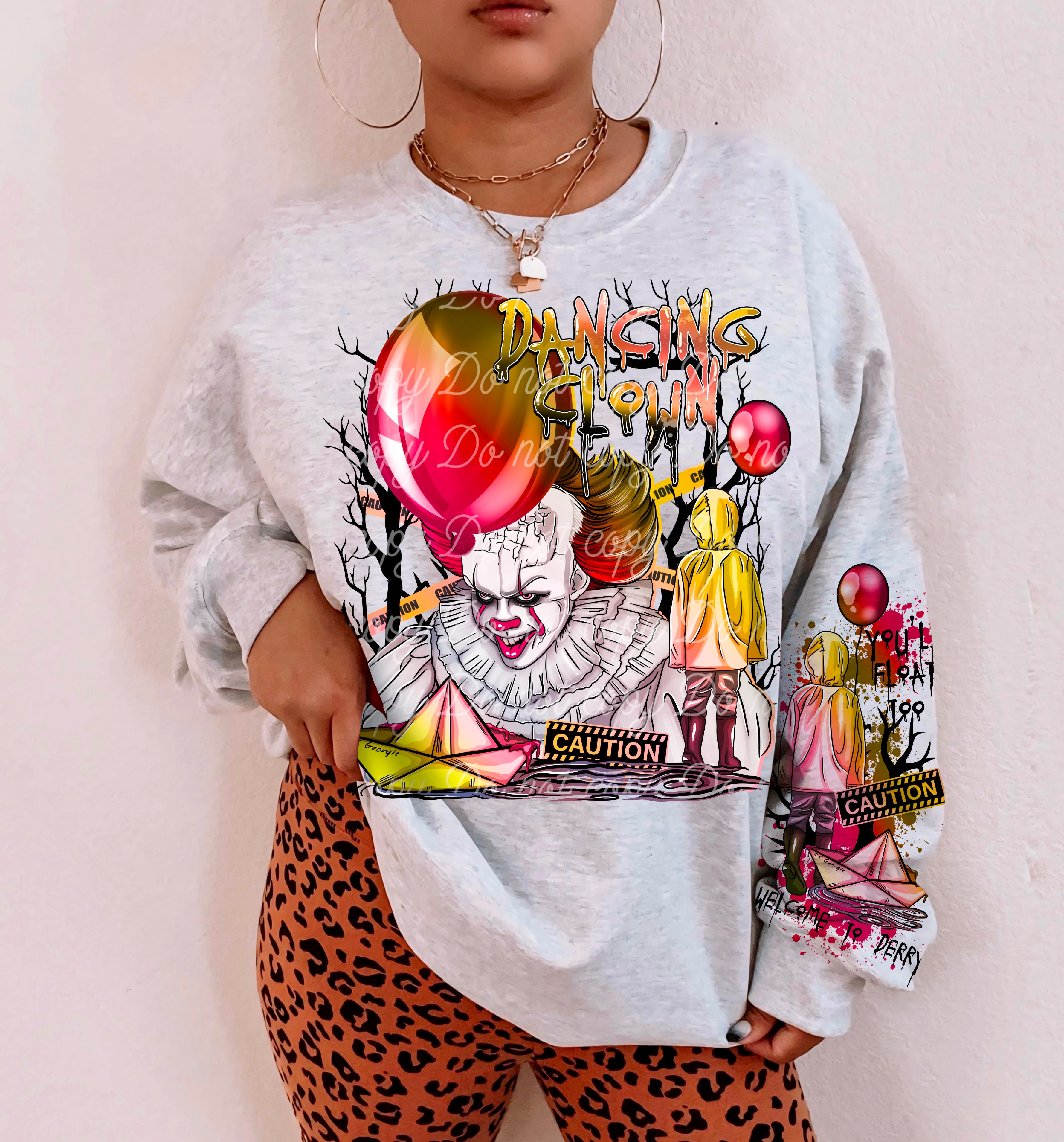 Dancing Clown With Sleeve TRANSFER AGCM – Sassy Sublimation & Screen Prints