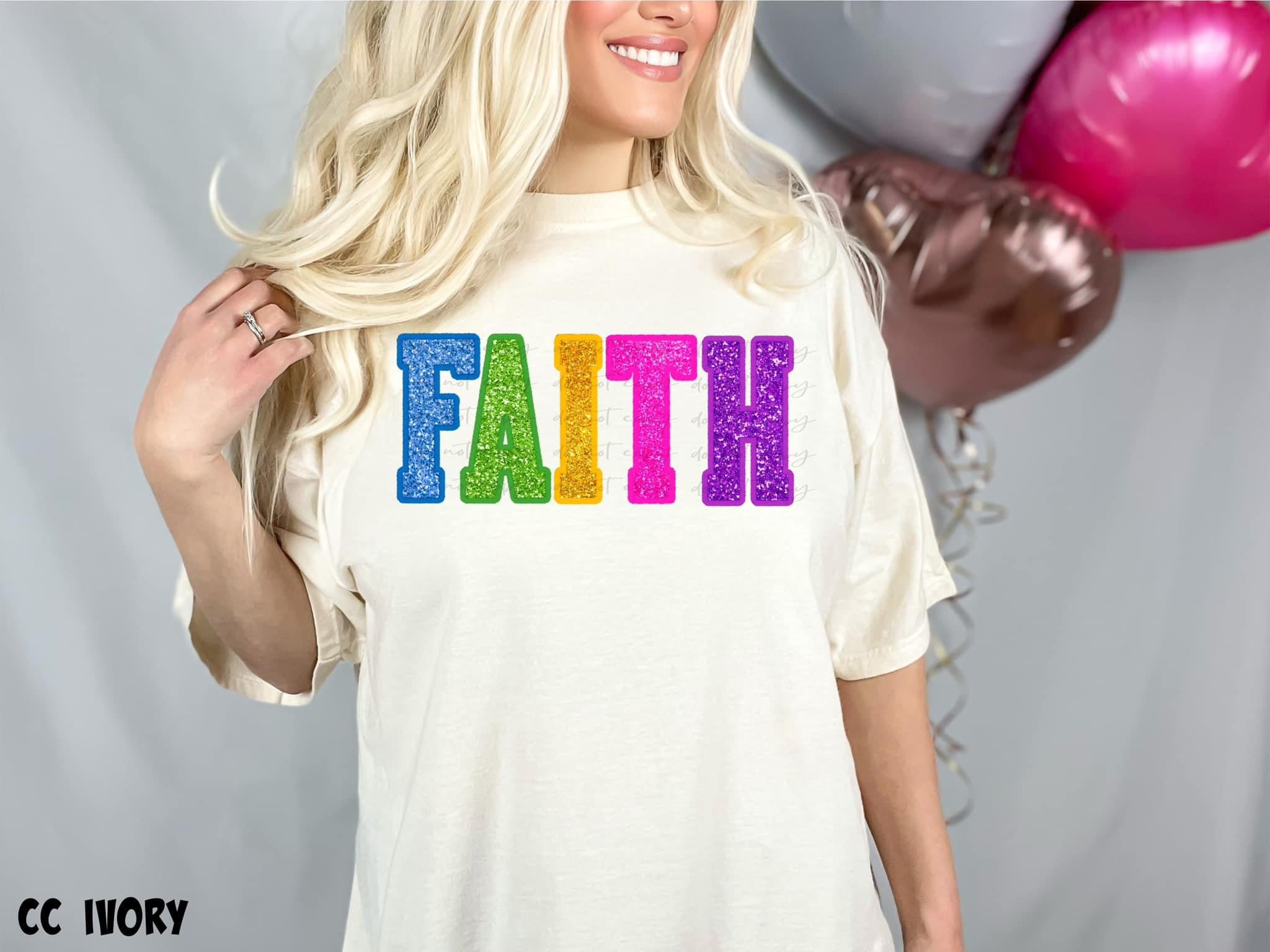 Faith Bright Glitter TRANSFER – Sassy Sublimation & Screen Prints