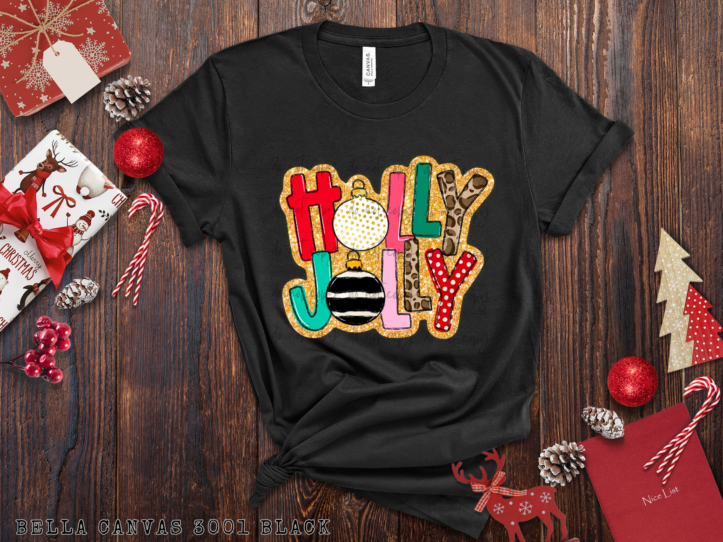 Holly Jolly Ornaments Faux Glitter TRANSFER – Sassy Sublimation ...