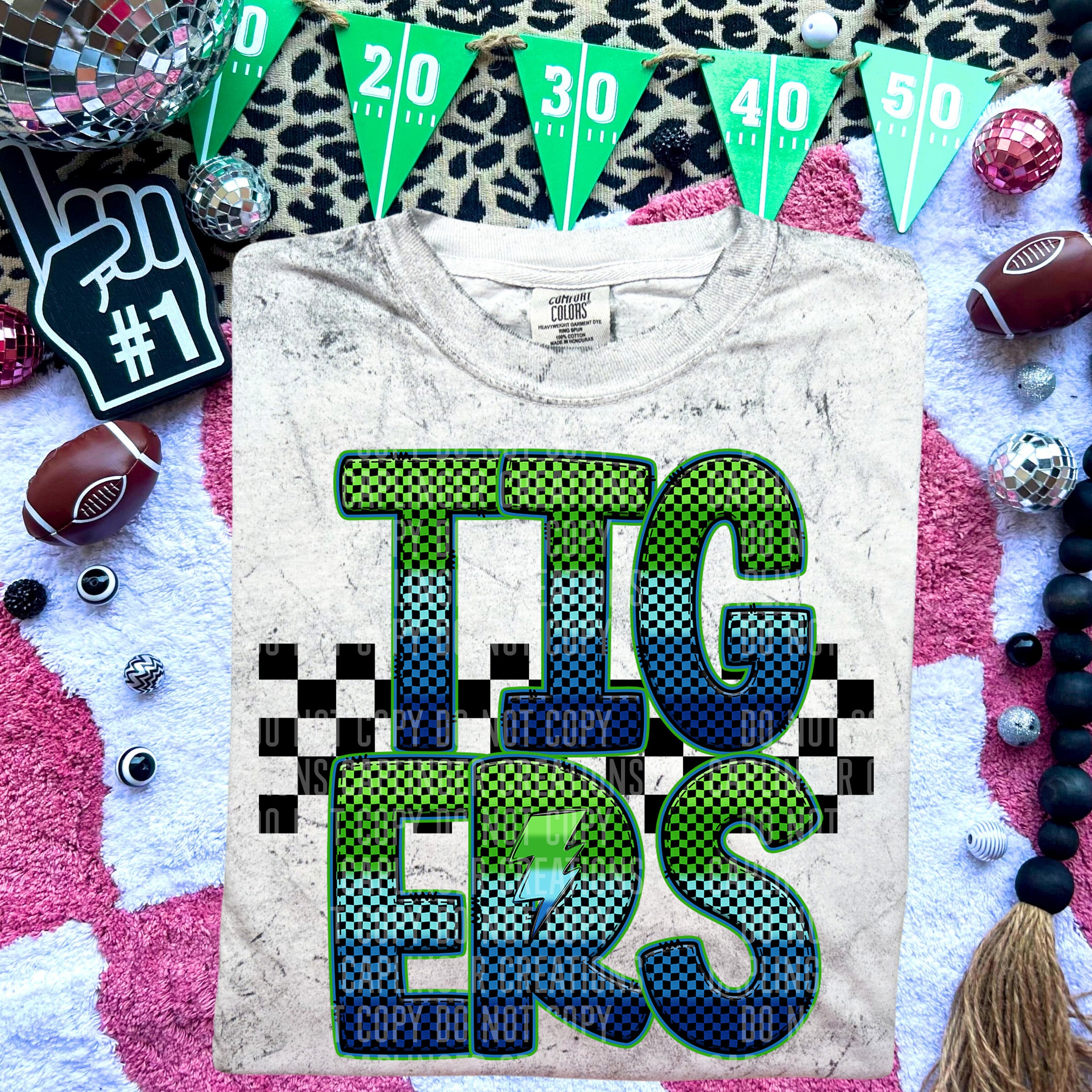 Blue Green Electric Check Mascot Dropdown TRANSFER CAP MAR – Sassy ...