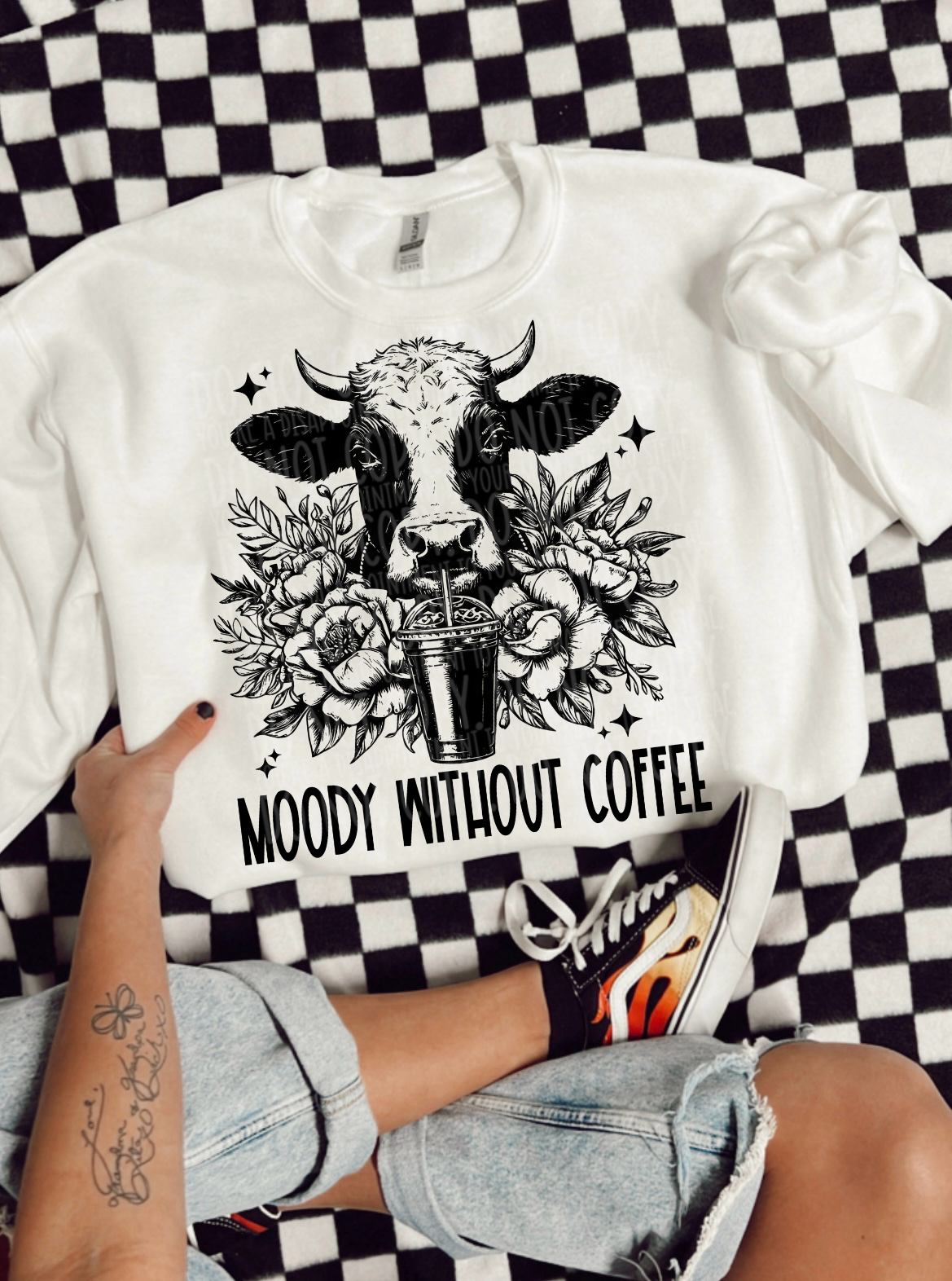 Moody Without Coffee Cow Blk TRANSFER – Sassy Sublimation & Screen Prints