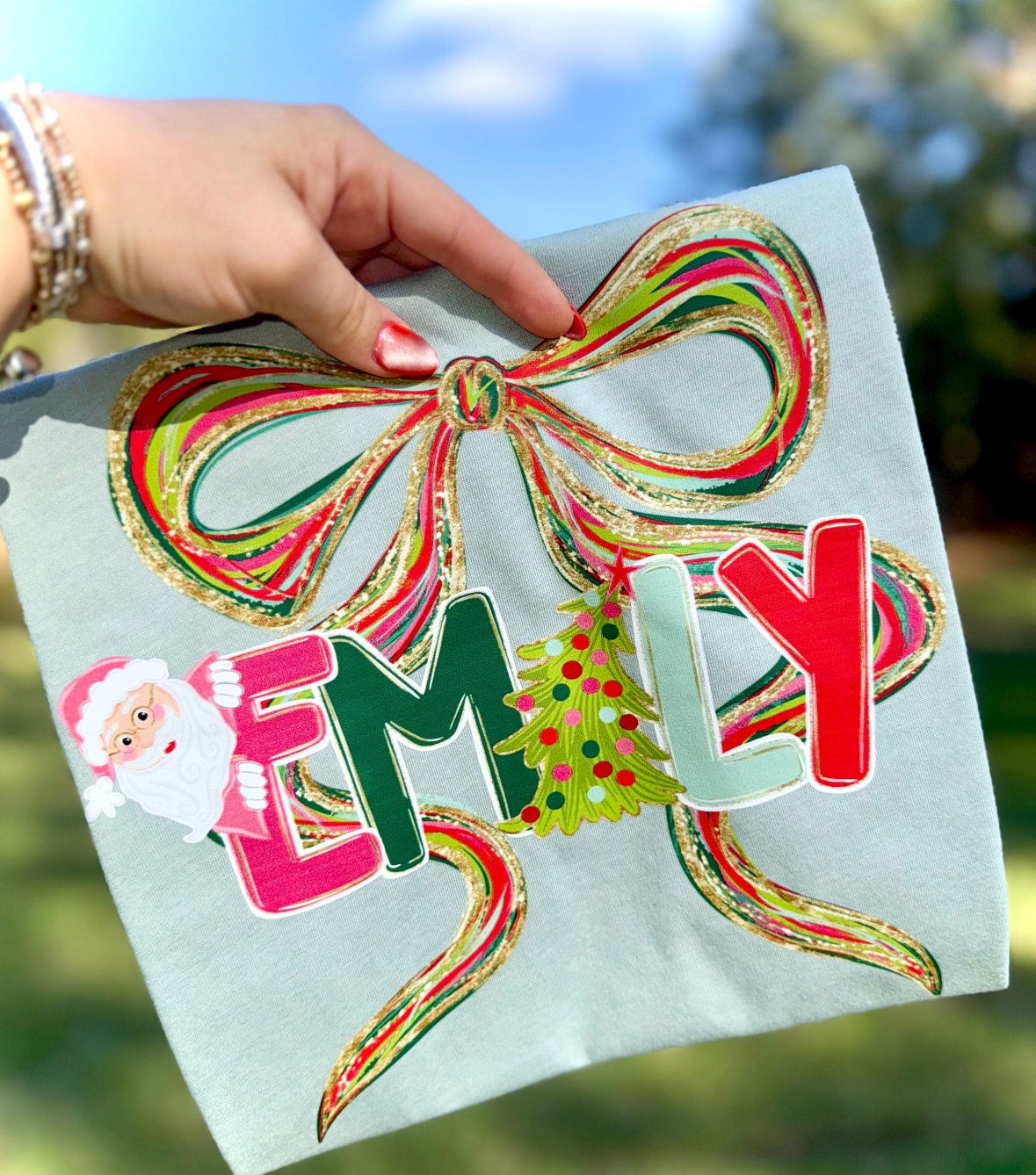 Christmas Alpha Santa Tree Bow Preppy Alpha Customized(Does not includ ...