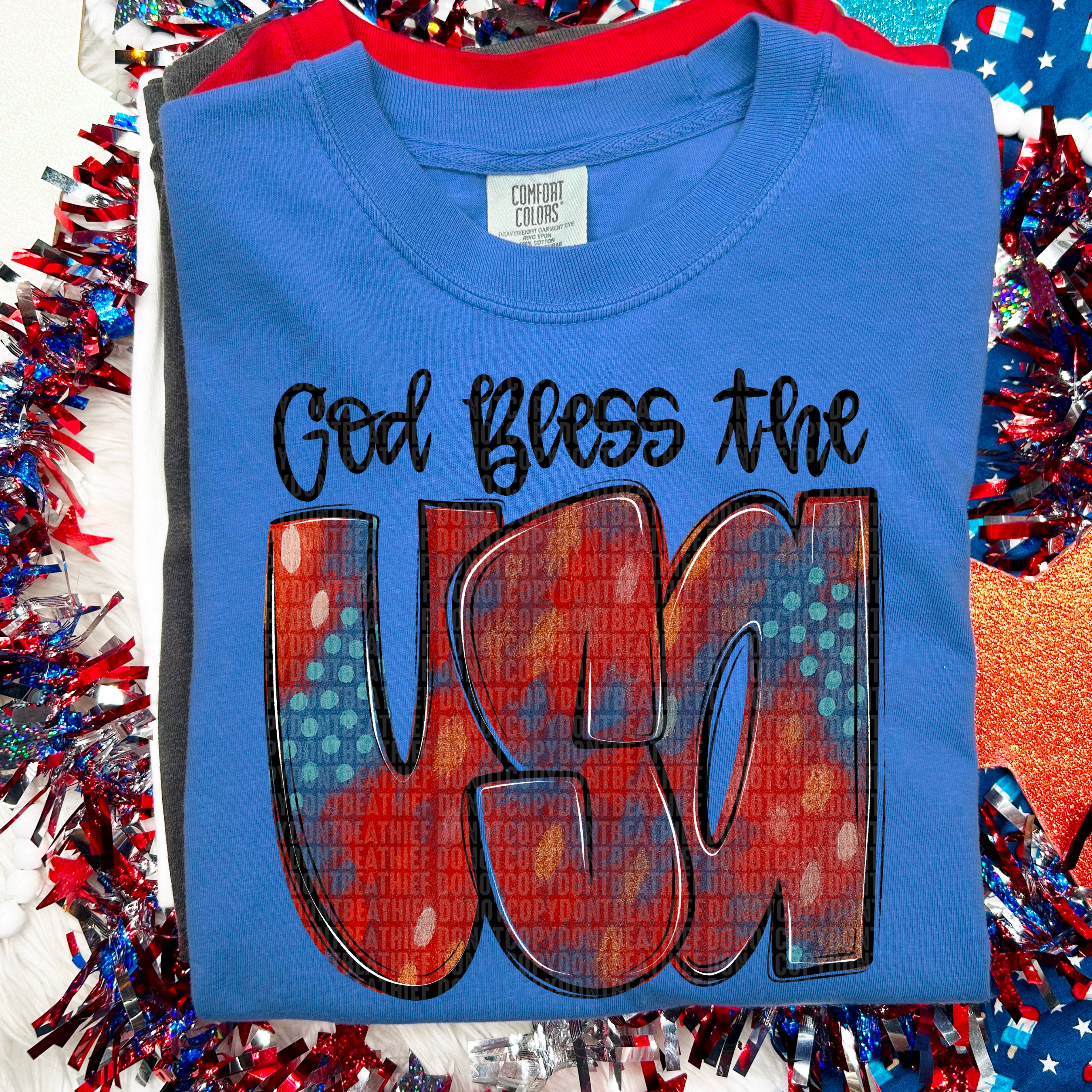 God Bless America Red And Blue USA TRANSFER SDD MAY – Sassy Sublimation ...