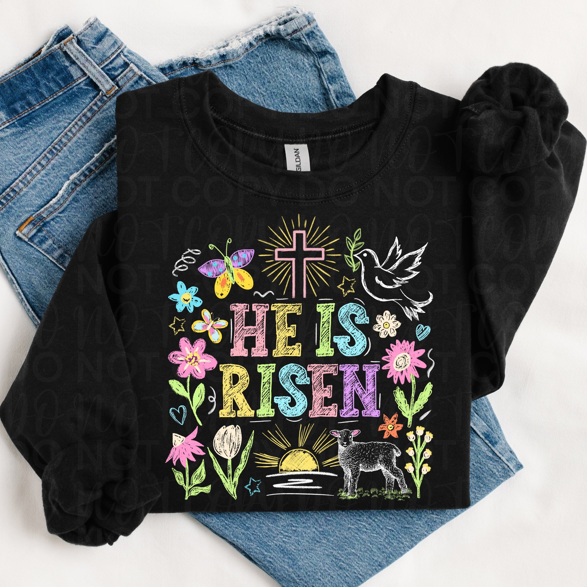 He Is Risen Doodle TRANSFER UAC MAR 26 – Sassy Sublimation & Screen Prints