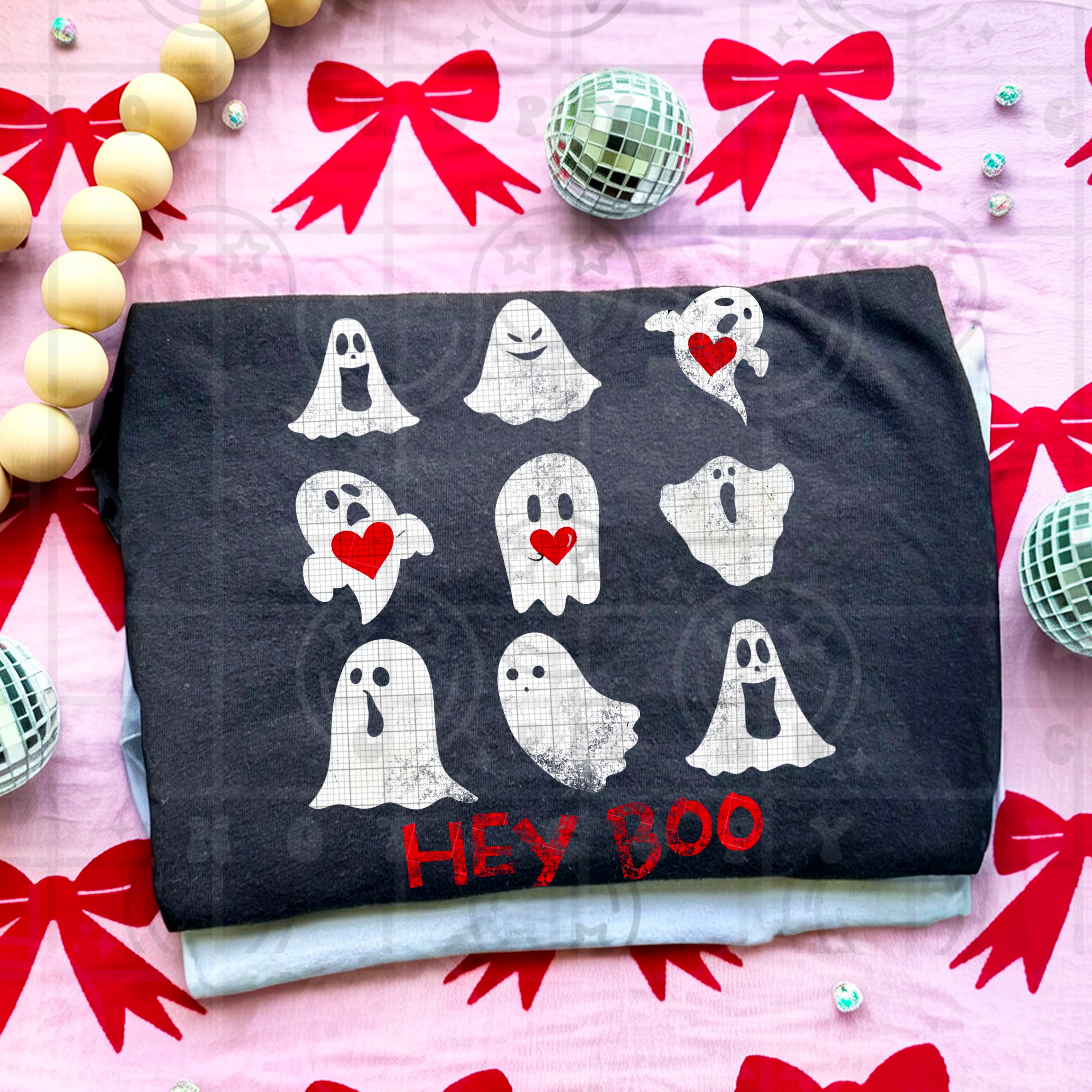 Hey Boo Ghosts And Red Hearts TRANSFER HMWK DEC 25 – Sassy Sublimation ...
