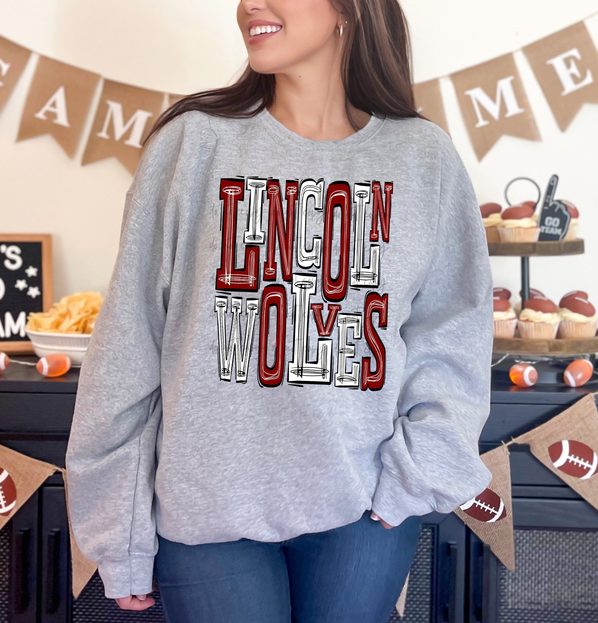 Lincoln Wolves Maroon White Mascot TRANSFER – Sassy Sublimation ...