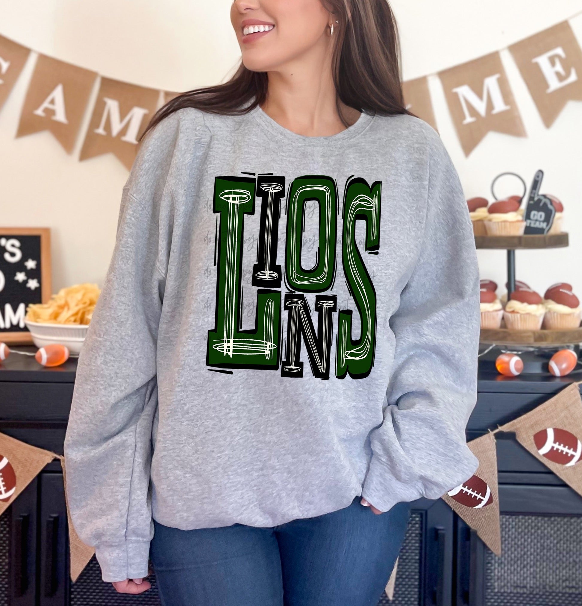 Lions Hunter Black Mascot TRANSFER – Sassy Sublimation & Screen Prints