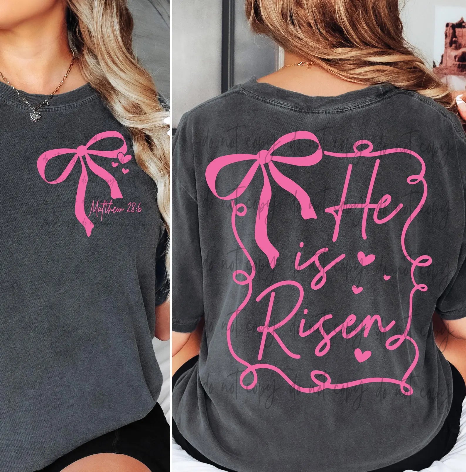 He Is Risen Pink Bow With Pocket TRANSFER – Sassy Sublimation & Screen ...