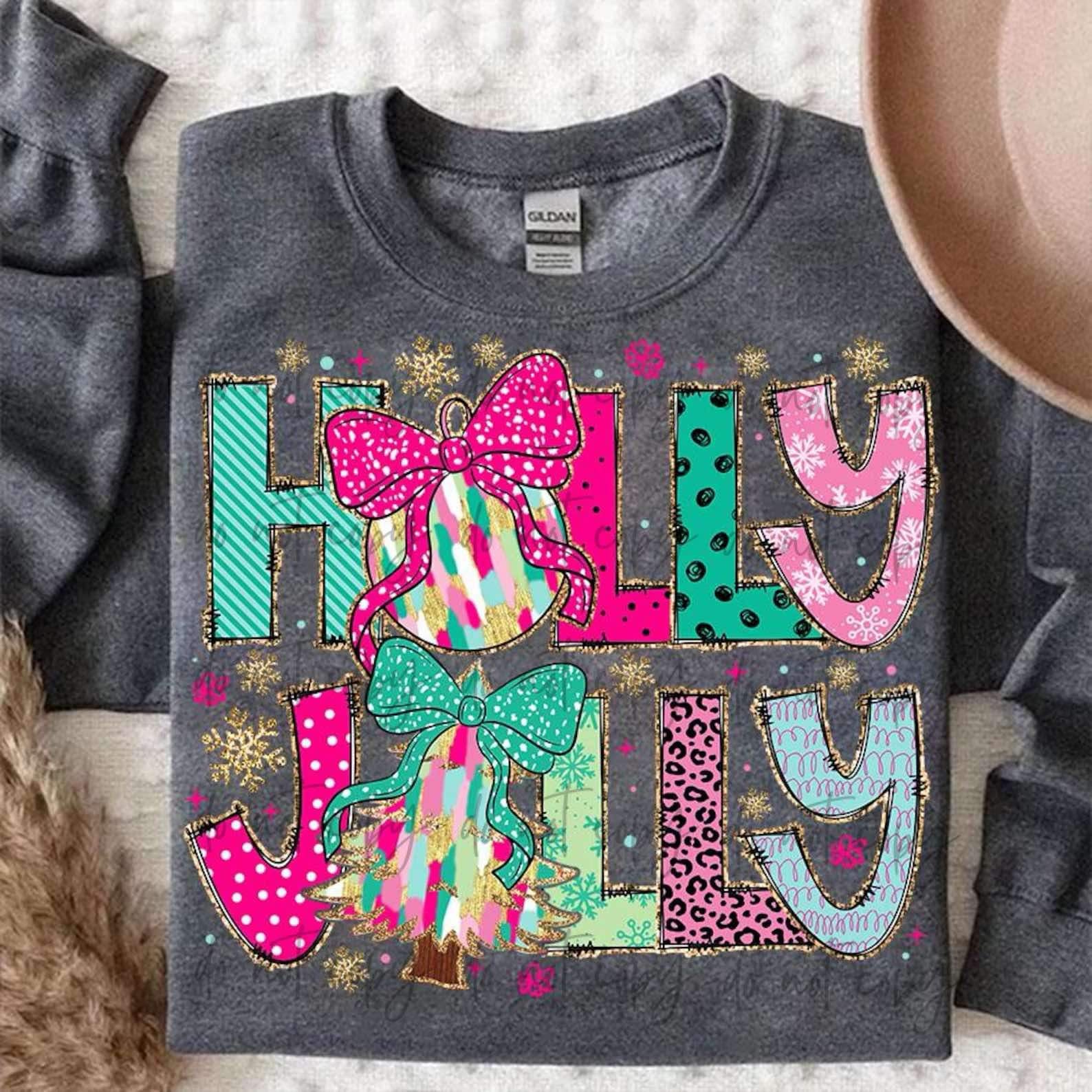 Holly Jolly Stacked Tree Mixed Print TRANSFER – Sassy Sublimation ...