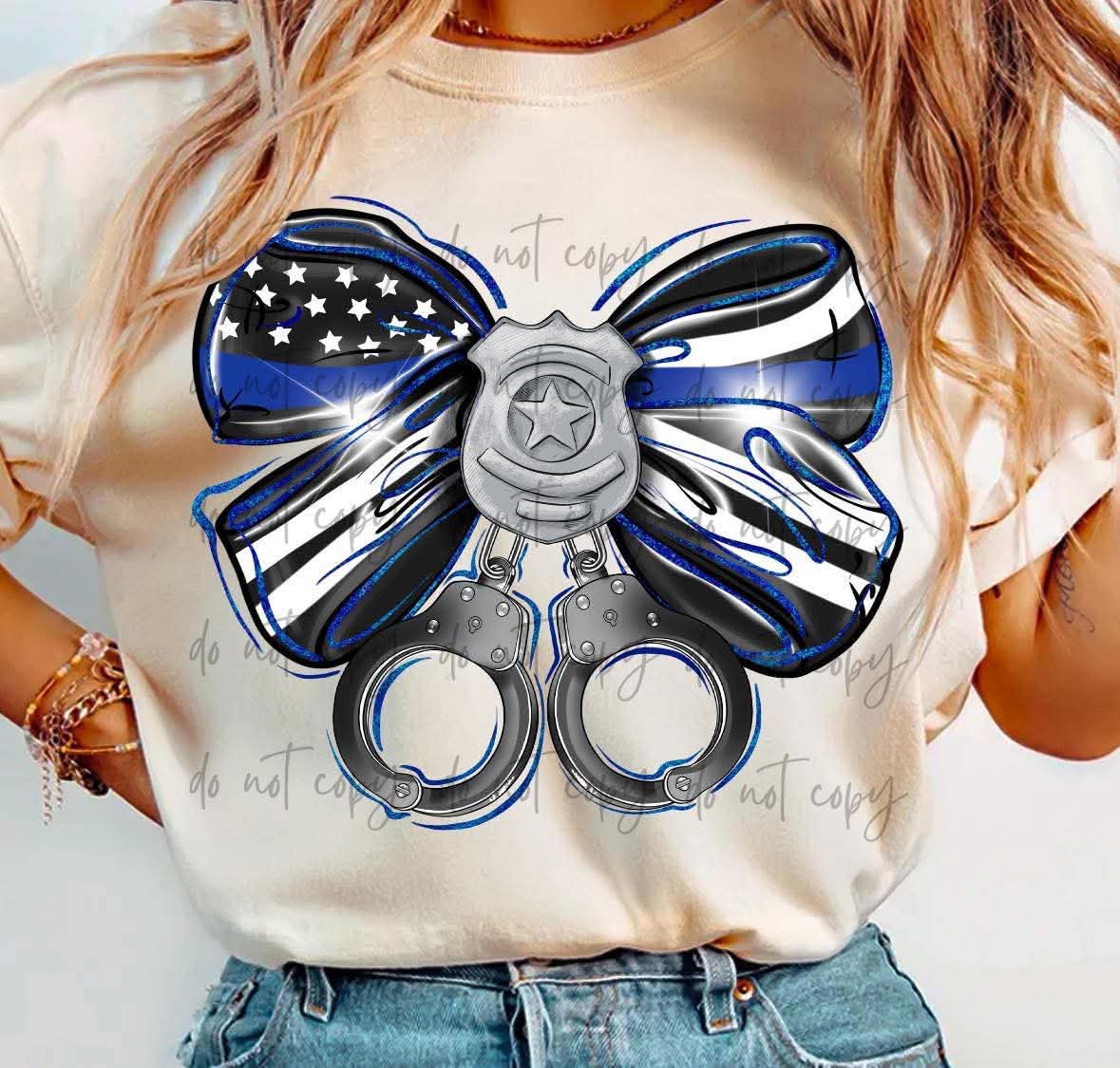 Back The Blue Police Bow TRANSFER – Sassy Sublimation & Screen Prints