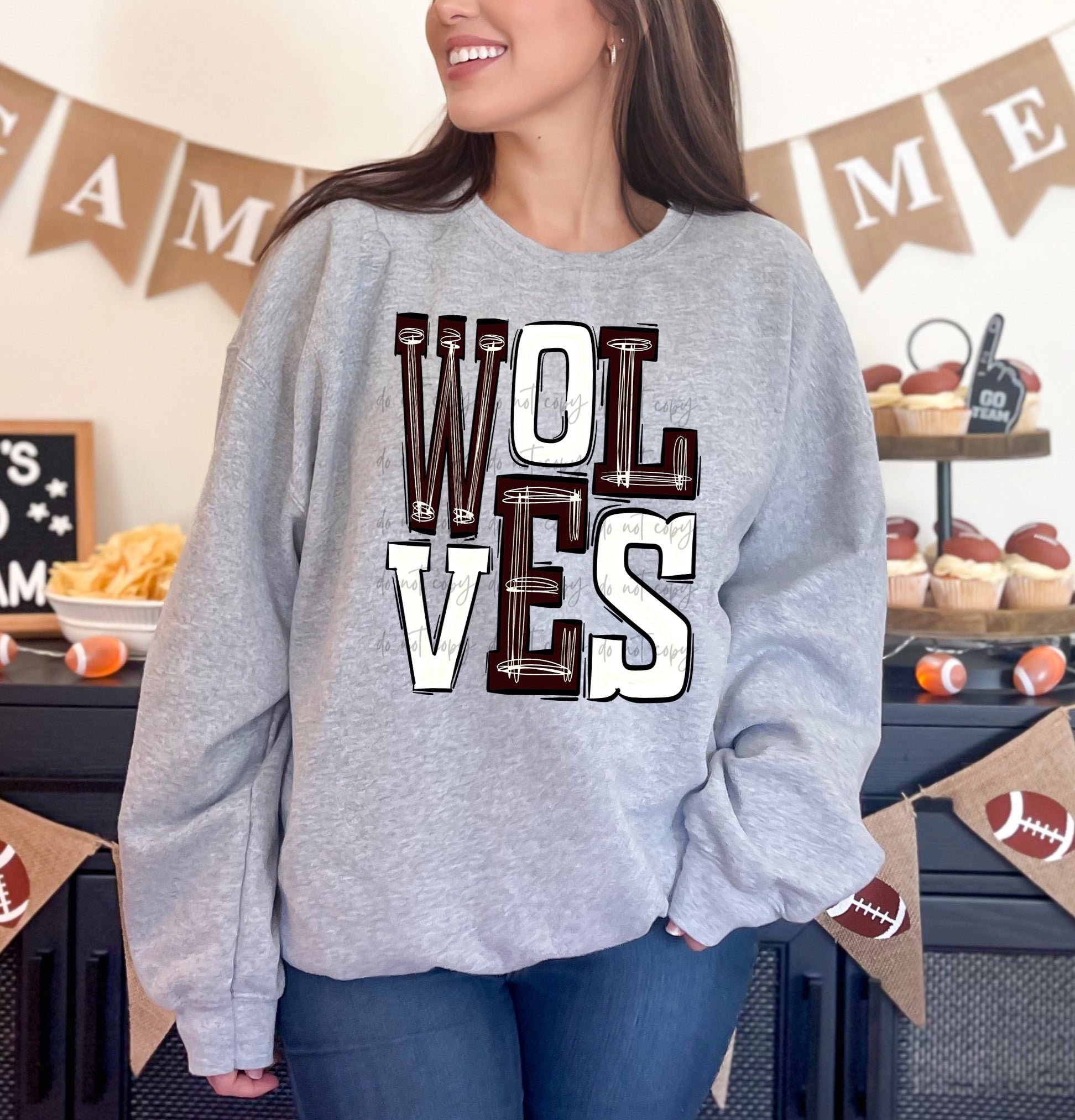 Wolves Maroon White Sporty Mascot TRANSFER – Sassy Sublimation & Screen ...