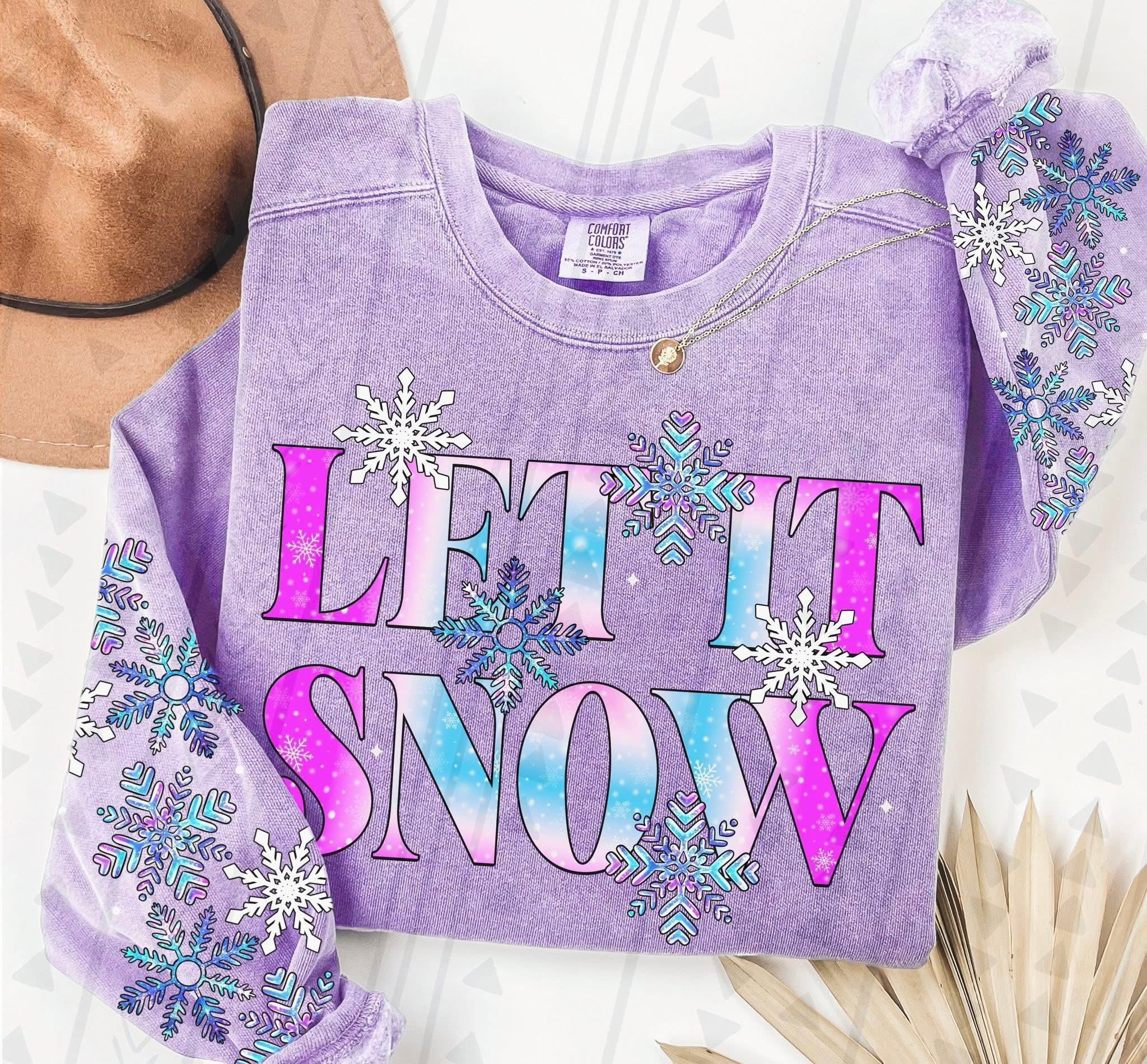 Let It Snow Blue And White Snowflakes With SLEEVE OPTION DROPDOWN TRAN ...