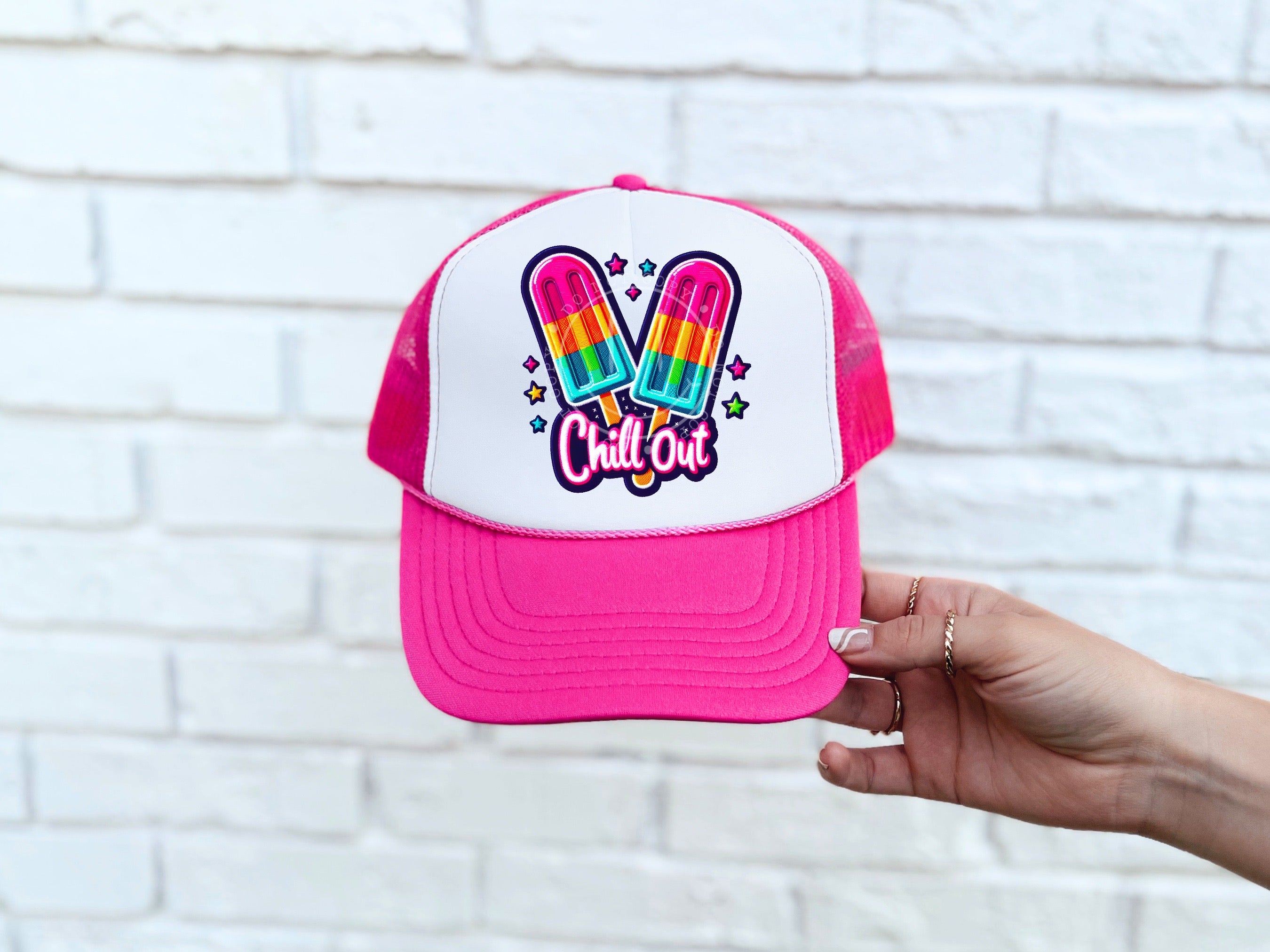 Chill Out Neon Popsicles Faux Hat Patch 3-4” DTF TRANSFER TPE – Sassy ...