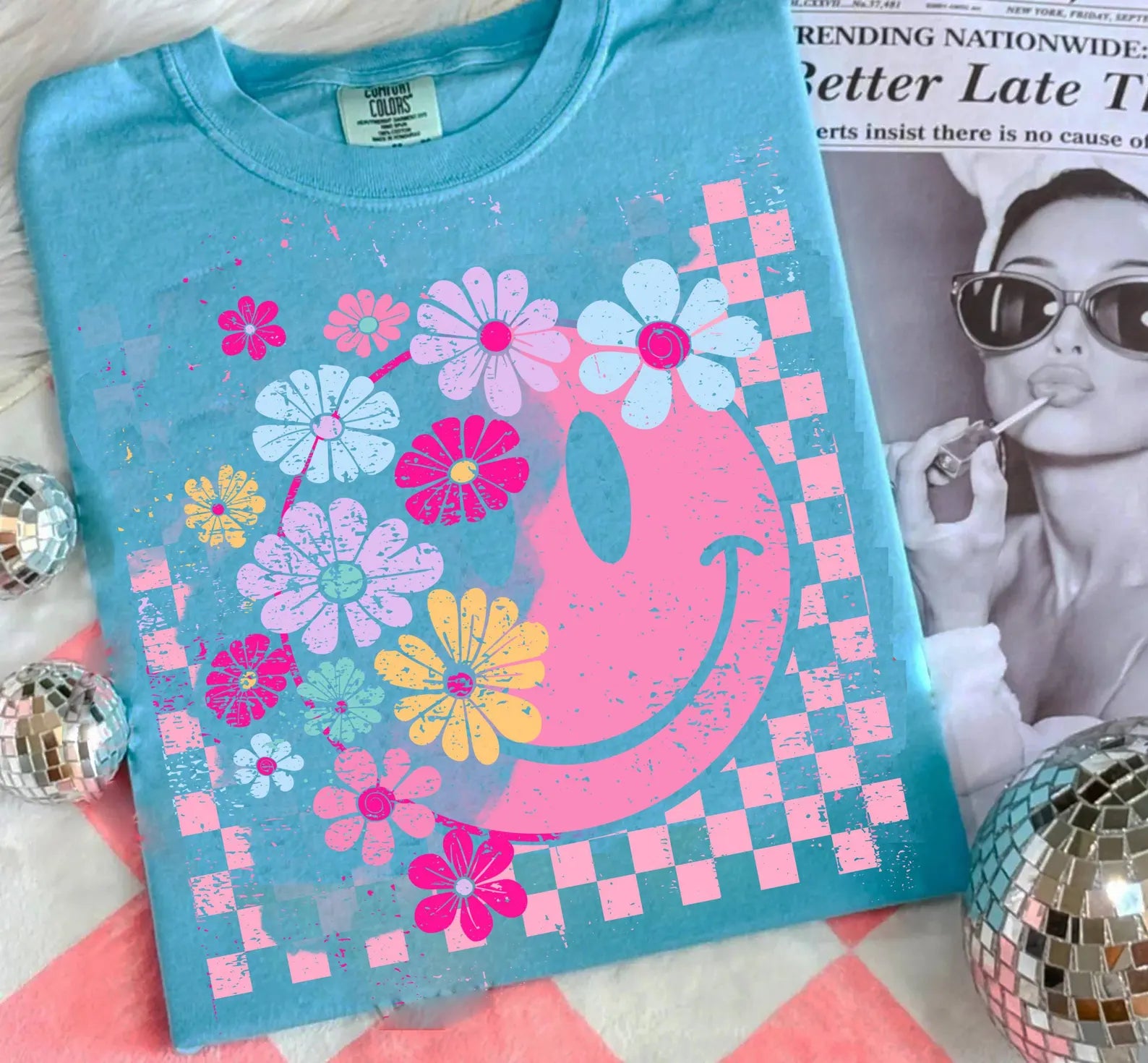Half Floral Happy Checker TRANSFER – Sassy Sublimation & Screen Prints