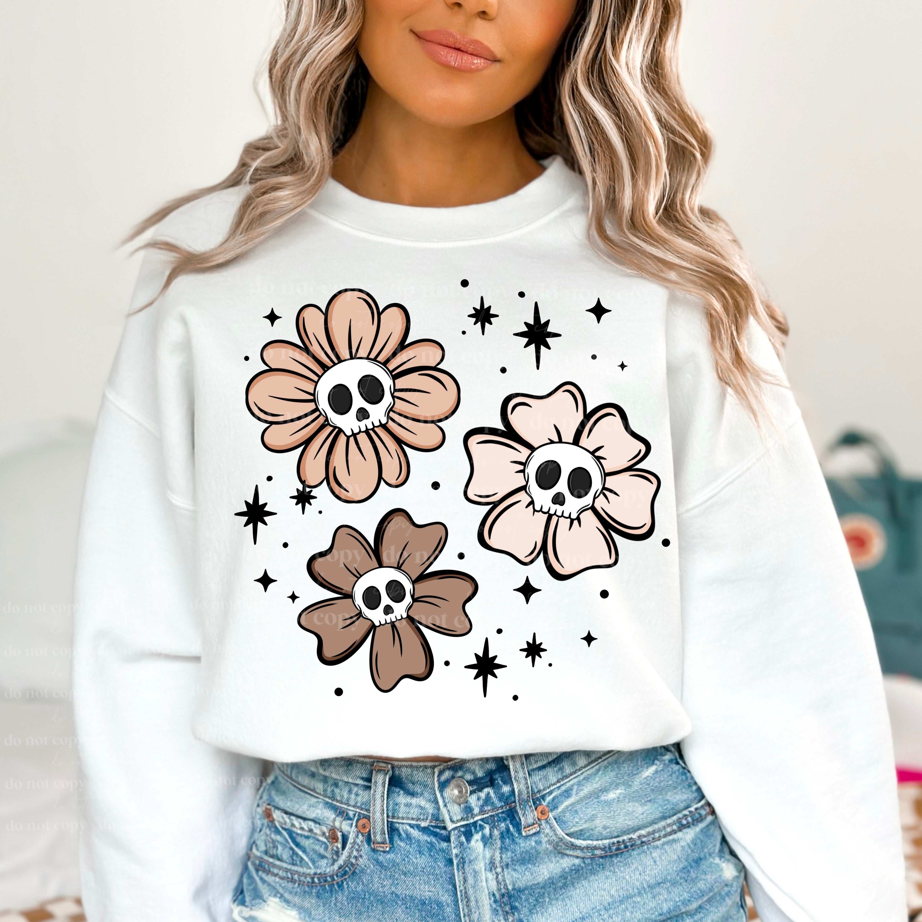 Skully Flowers TRANSFER CSC JAN – Sassy Sublimation & Screen Prints