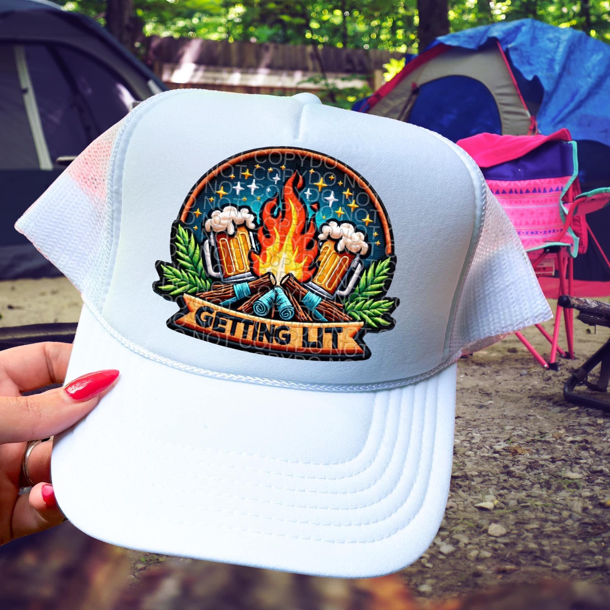 Getting Lit Campfire Sun Hat Patch 3-4” DTF TRANSFER HMWK – Sassy ...