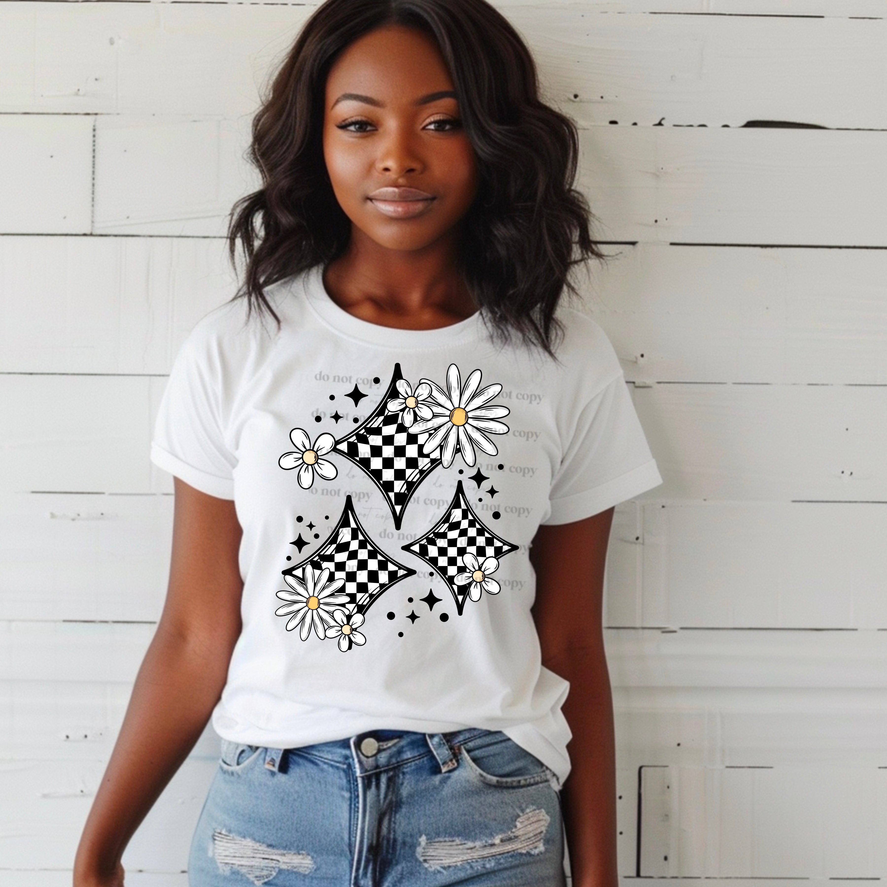 Checkered Daisy Diamonds TRANSFER CSC – Sassy Sublimation & Screen Prints