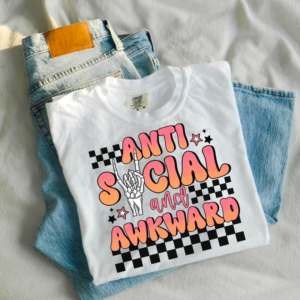 Anti Social And Awkward Checkered TRANSFER – Sassy Sublimation & Screen ...