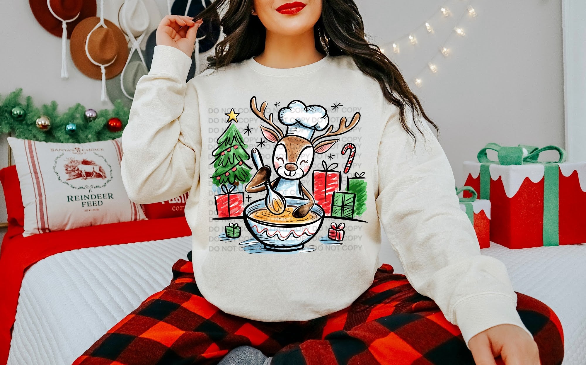Chef Reindeer Baking Sketch Doodles With Presents TRANSFER SCG NOV 25 ...