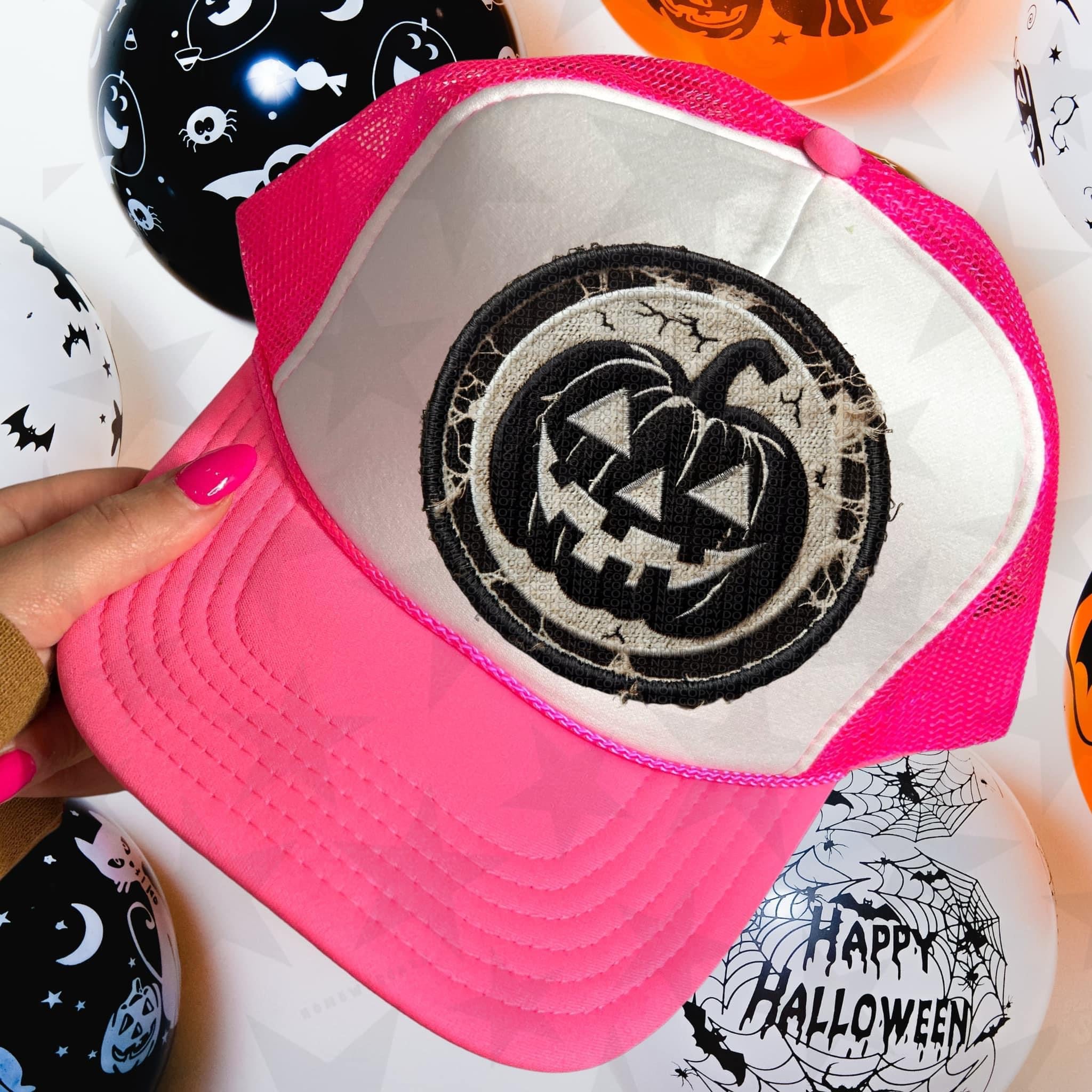 Pumpkin White Black Circle Hat Patch 3-4” DTF TRANSFER HMWK – Sassy ...