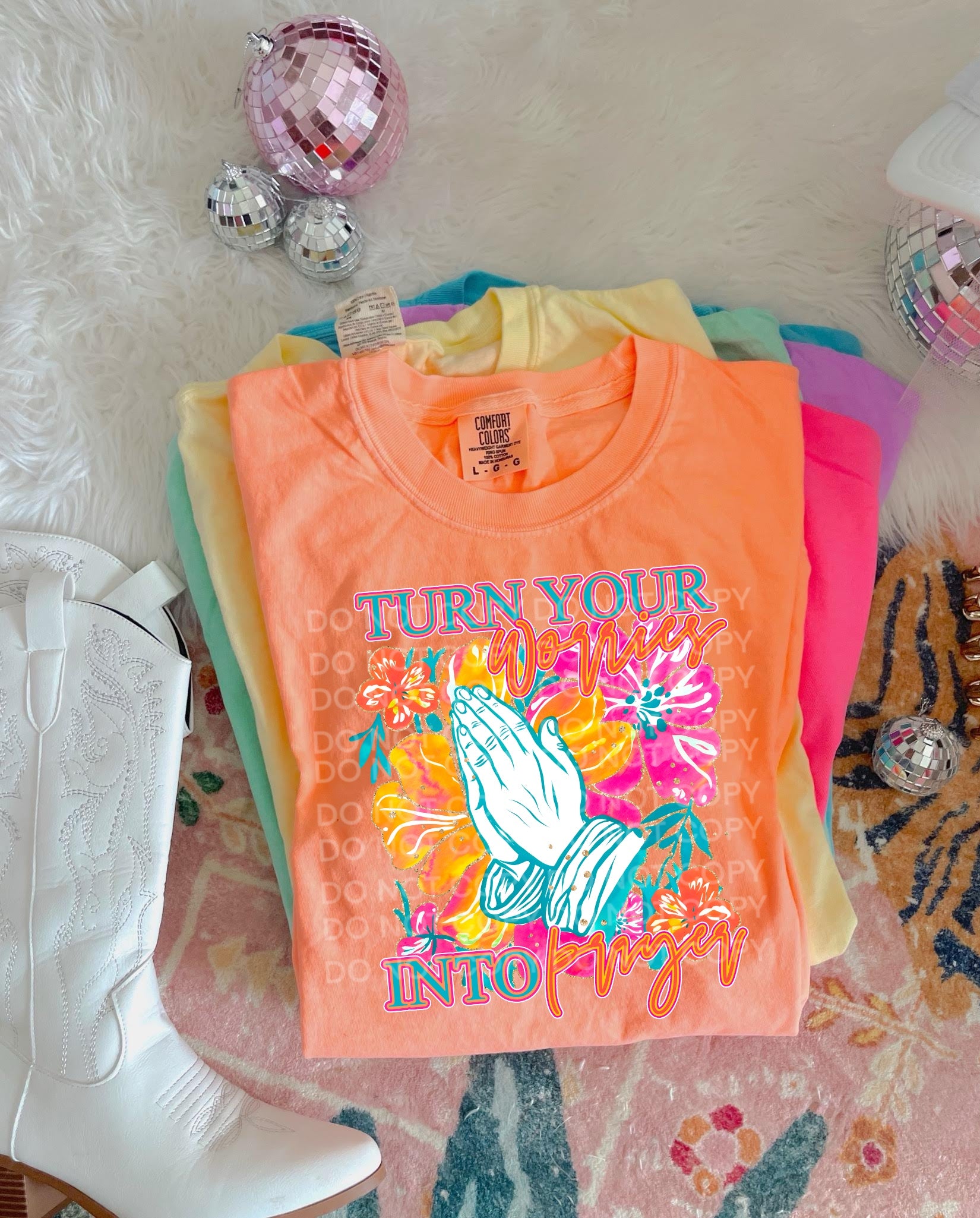 Turn Your Worries Into Prayers TRANSFER SCG MAY 25 BRIGHT FLORAL FAITH ...