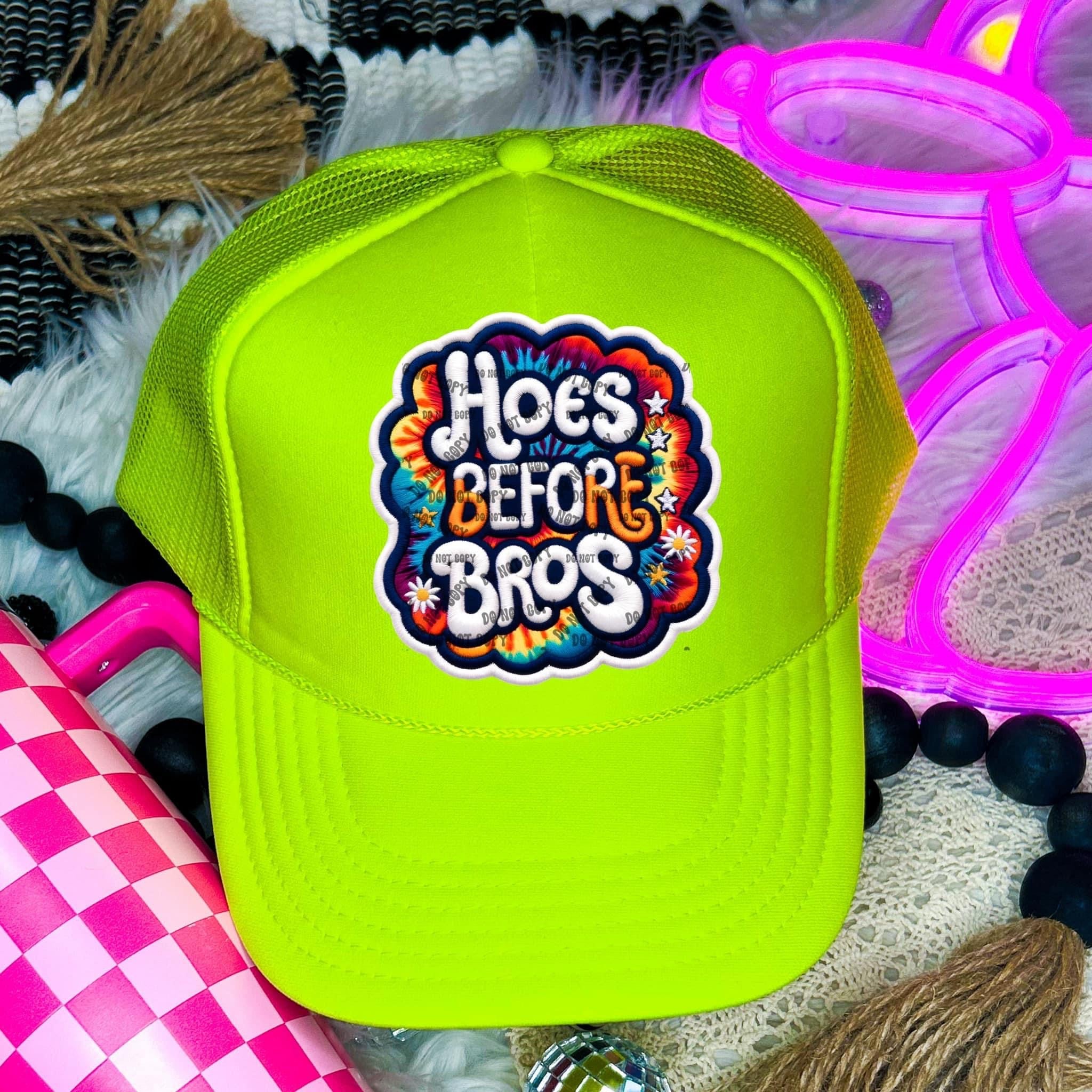 Hoes Before Bros Tie Dye Faux Hat Patch 3-4” DTF TRANSFER HMWK – Sassy ...