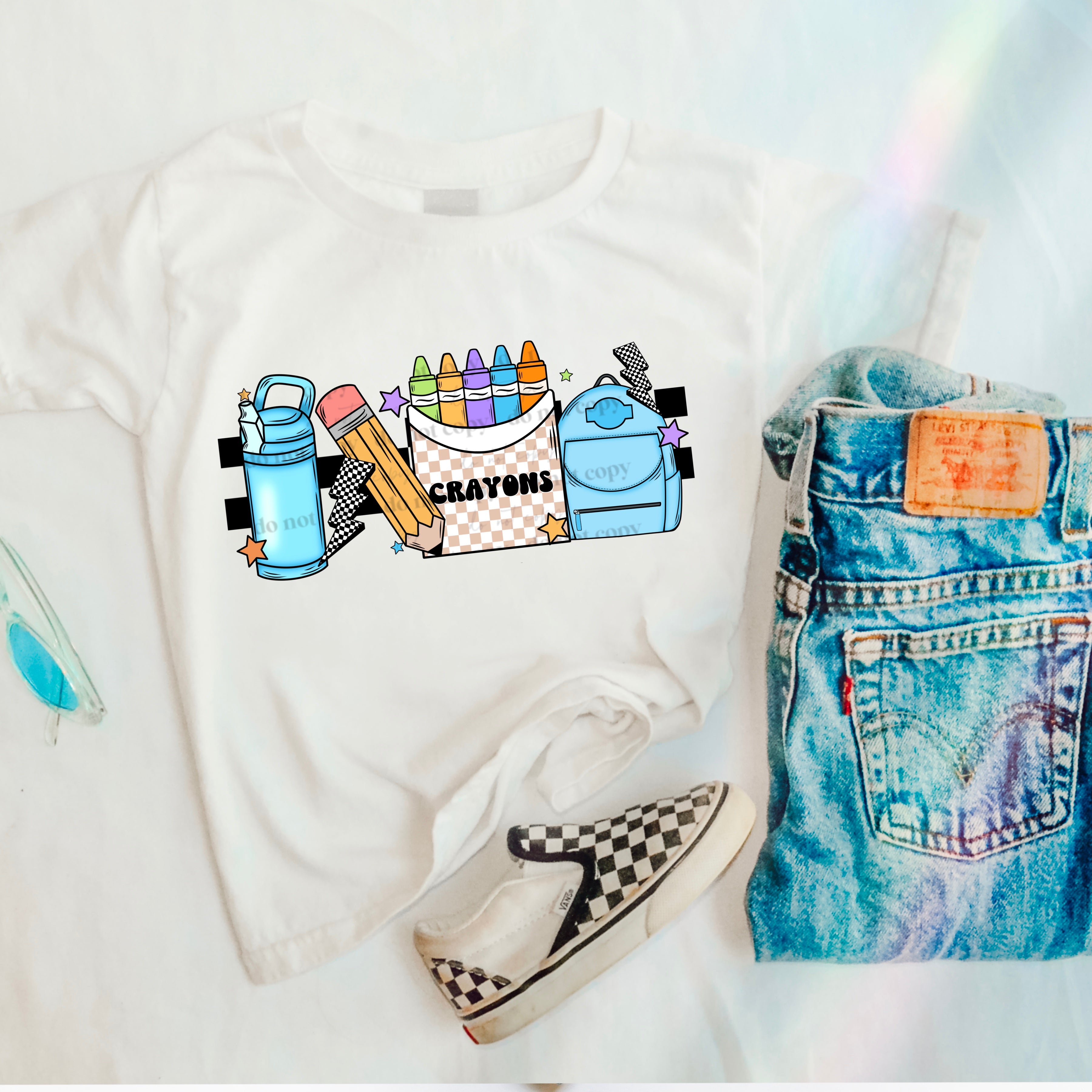 Checkered Crayons Blue Backpack TRANSFER CSC – Sassy Sublimation ...