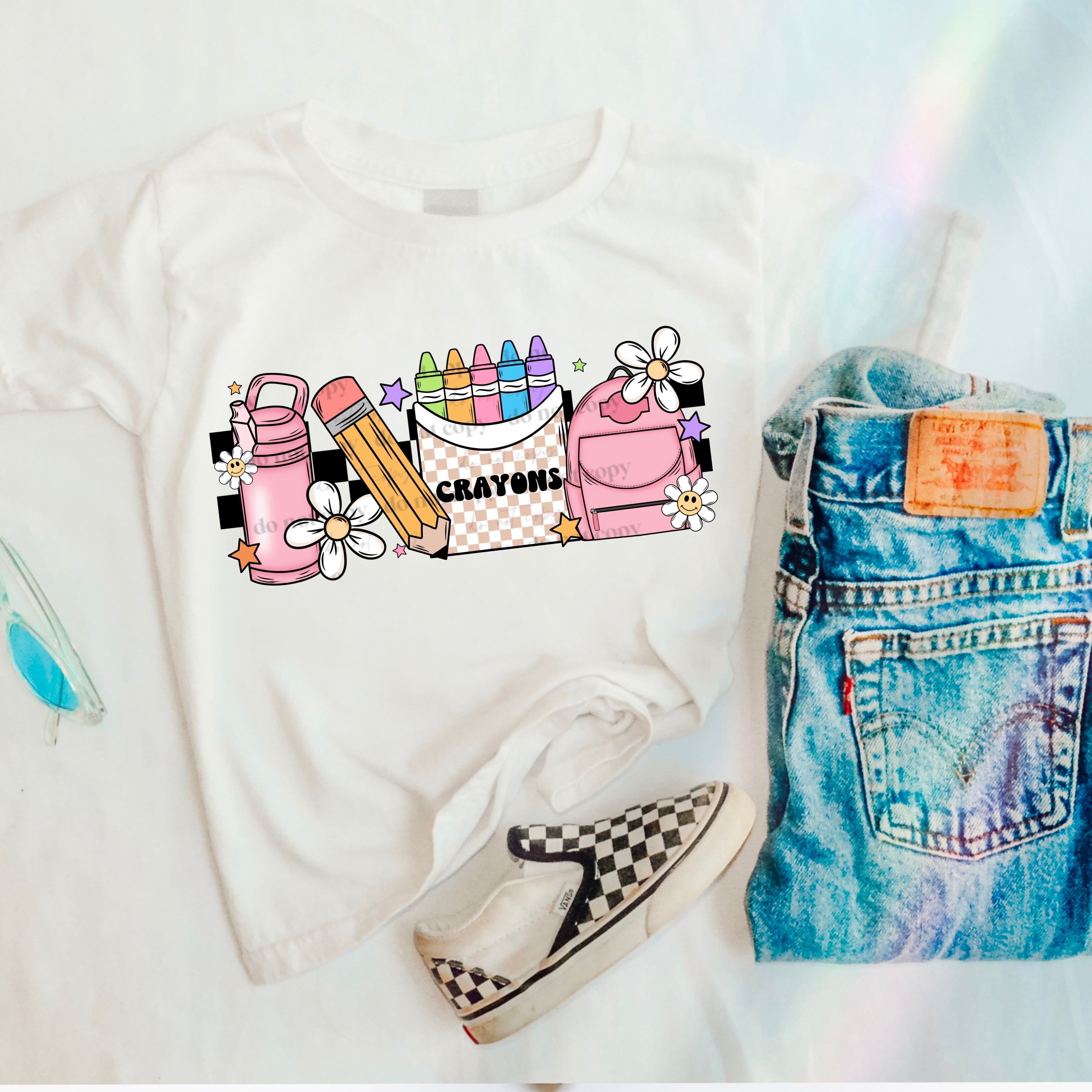 Checkered Crayons Pink Backpack TRANSFER CSC – Sassy Sublimation ...