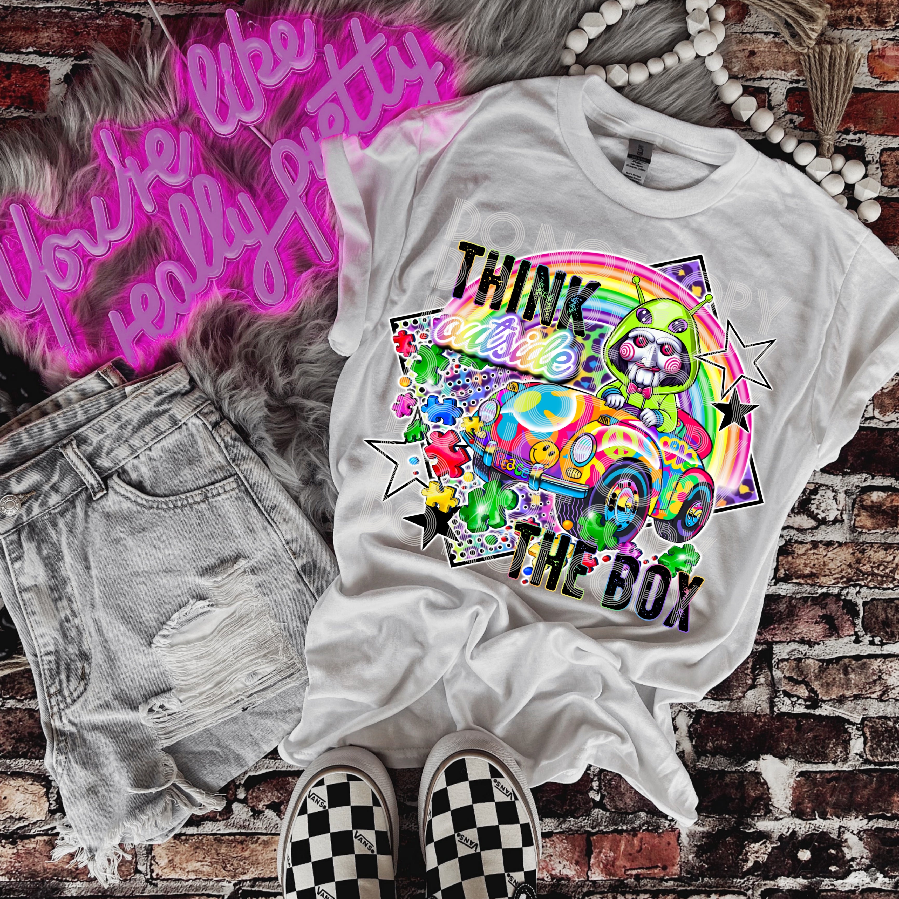 Think Outside The Box Rainbow TRANSFER – Sassy Sublimation & Screen Prints