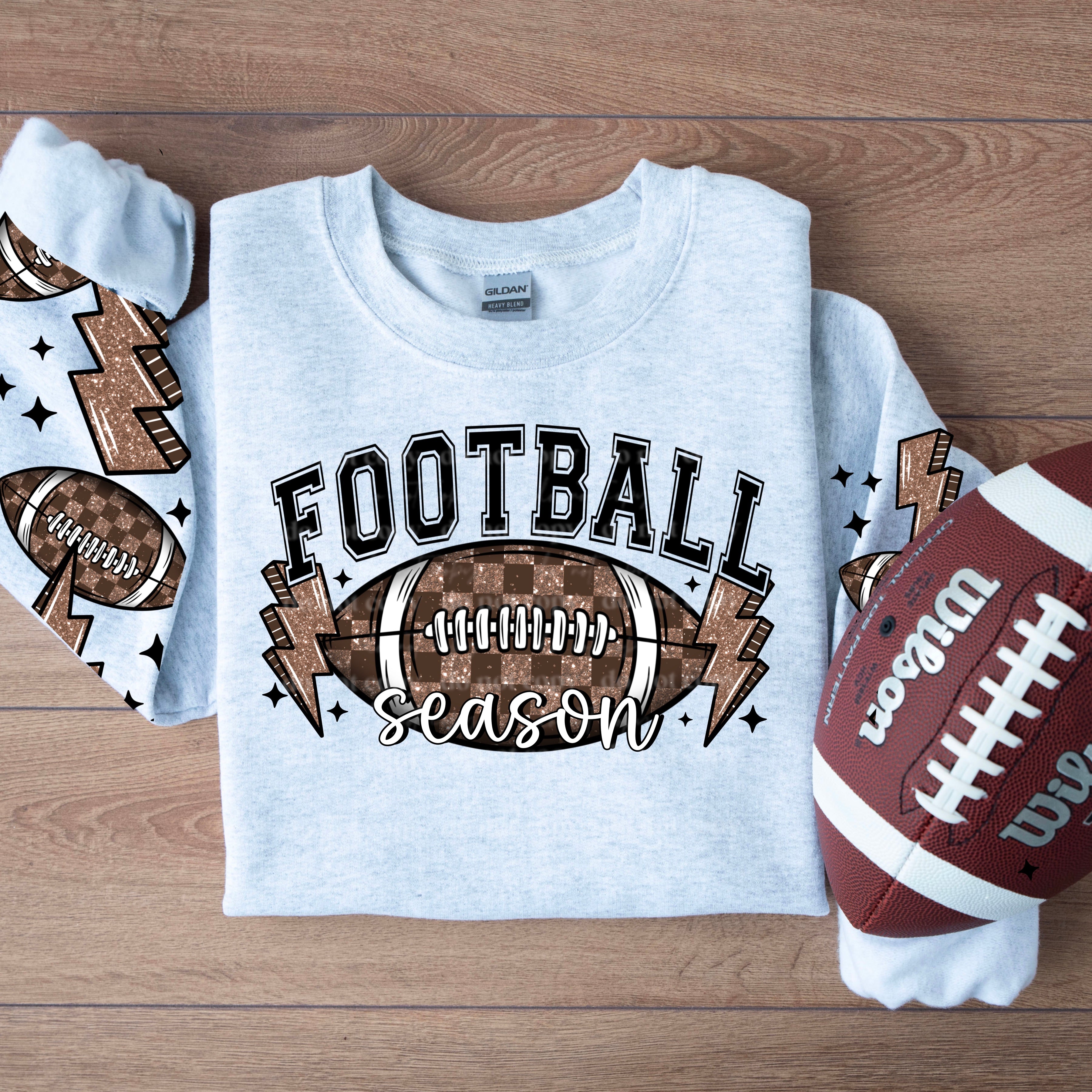 Football Season With Lightning Bolts With SLEEVE OPTION TRANSFER CSC O ...