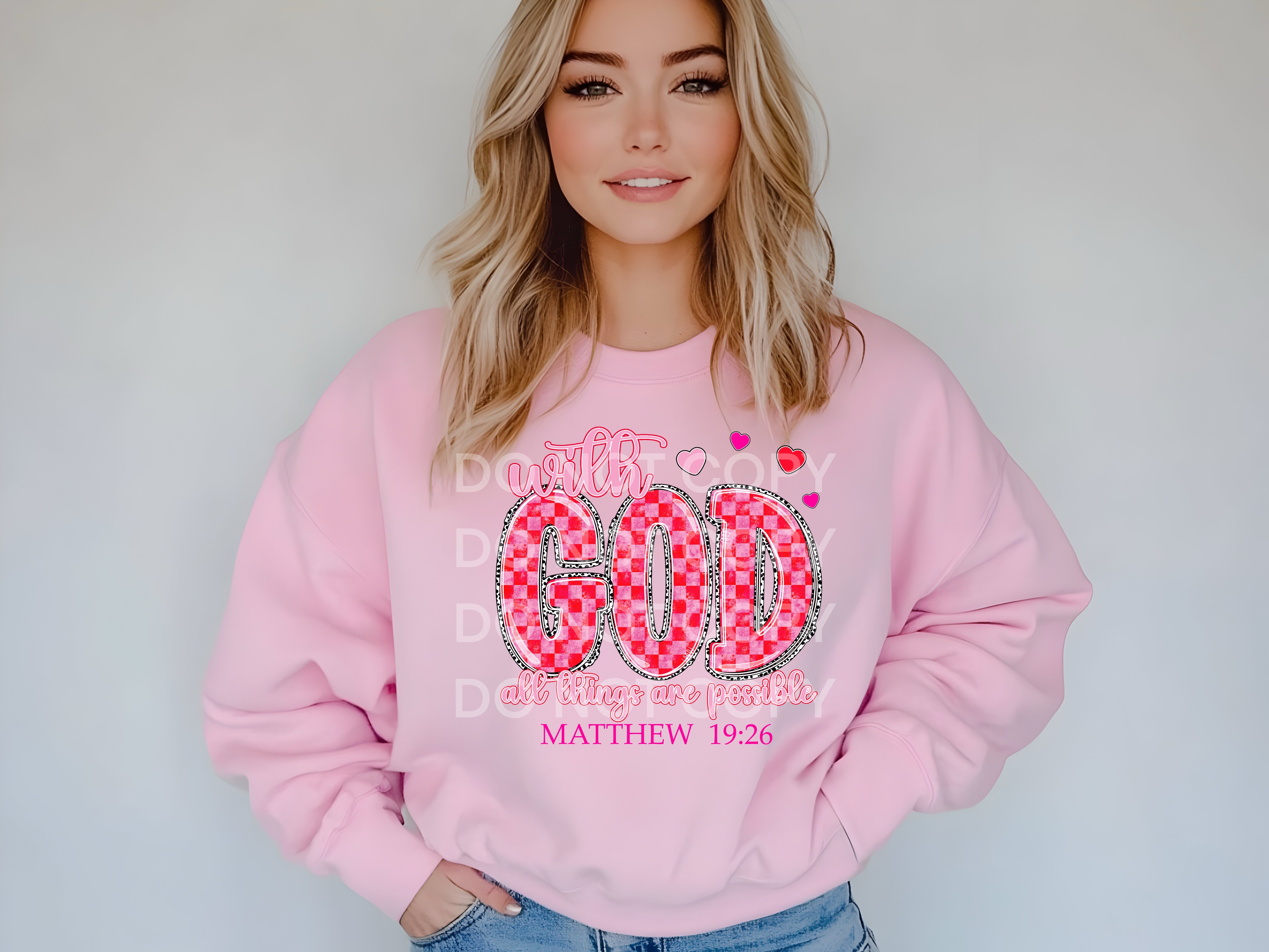 With God All Things Are Possible Pink Checkers TRANSFER SCG JAN – Sassy ...