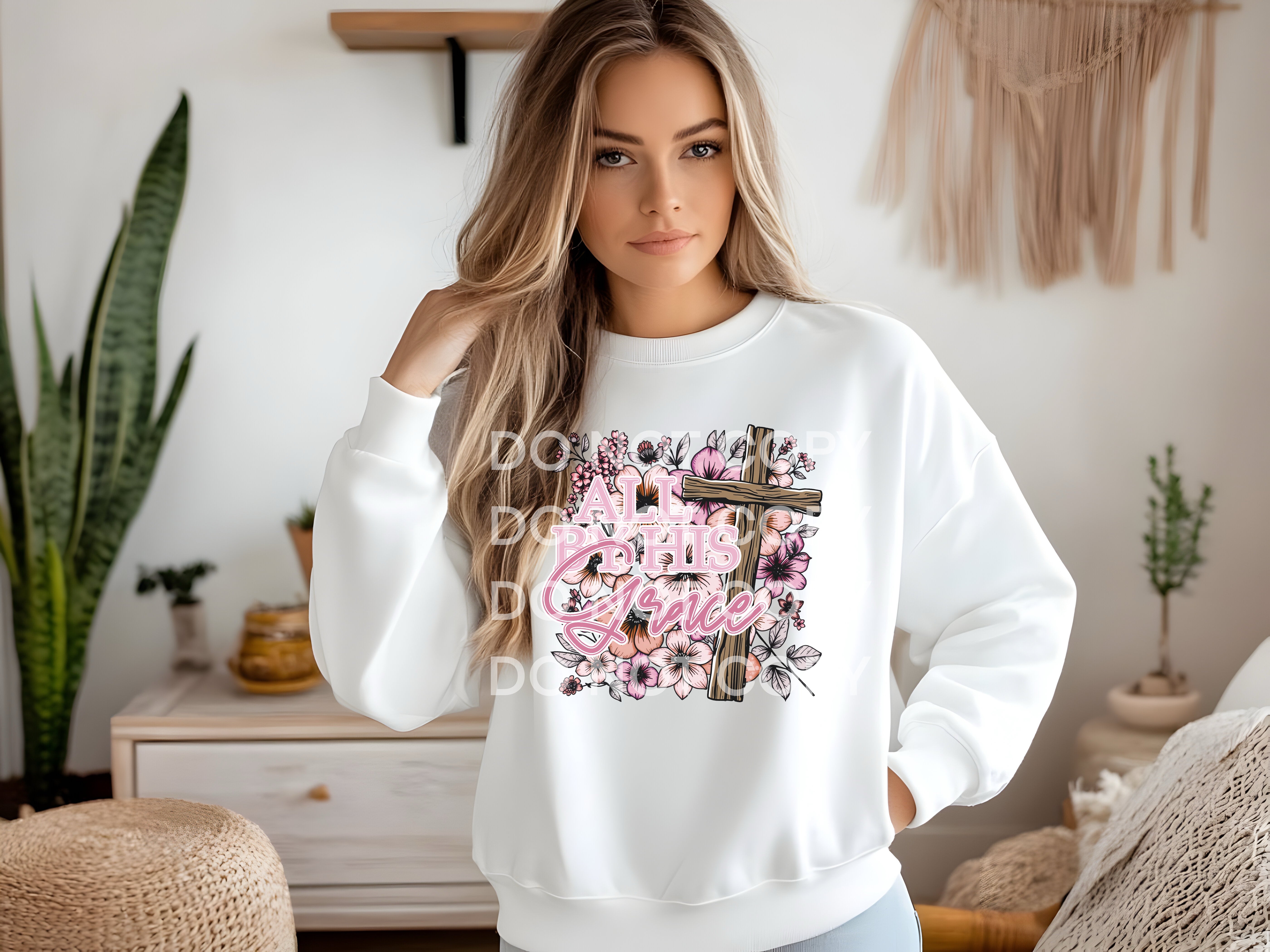 All His Grace Cross And Flowers TRANSFER SCG JAN – Sassy Sublimation ...