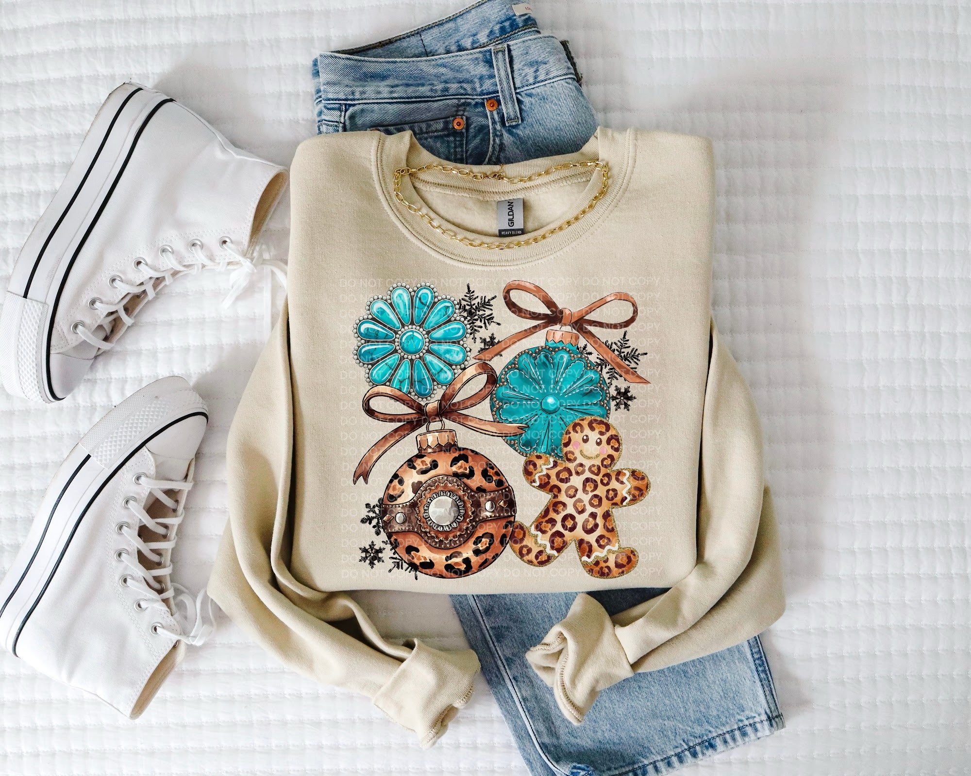Leopard And Turquoise Ornament With Gingerbread Man TRANSFER SCG DEC 2 ...