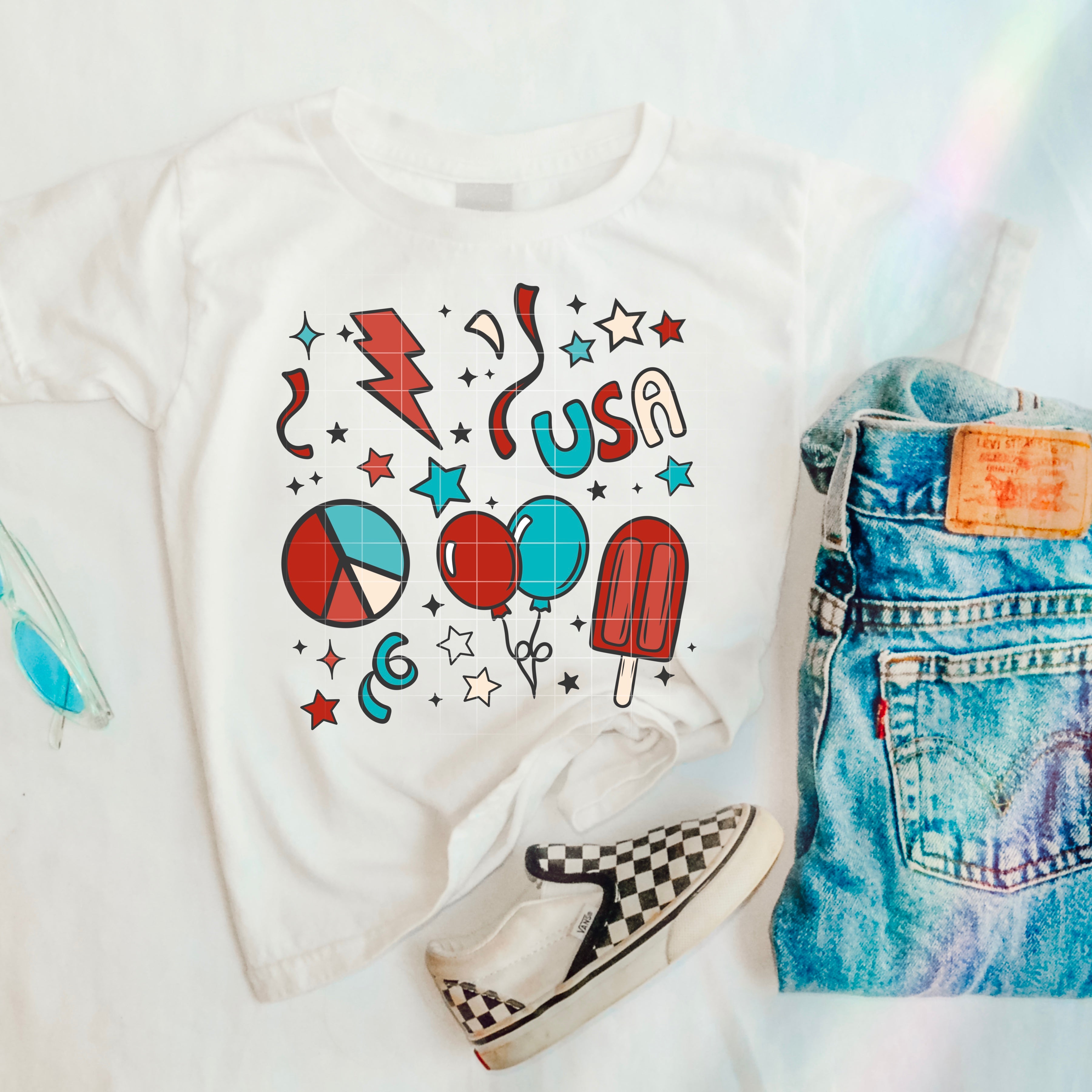 USA Peace Balloons Popsicles TRANSFER CSC APR 25 – Sassy Sublimation ...