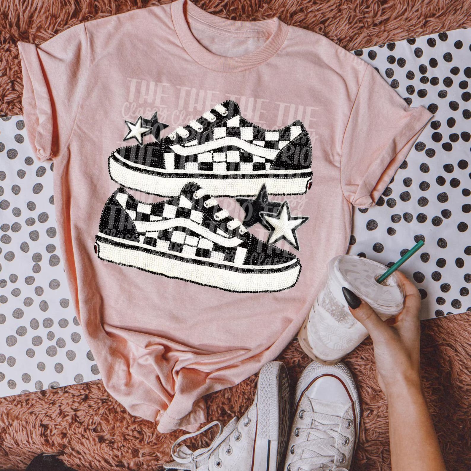 Checkered Shoes Faux Beaded Rhinestone TRANSFER CTD – Sassy Sublimation ...