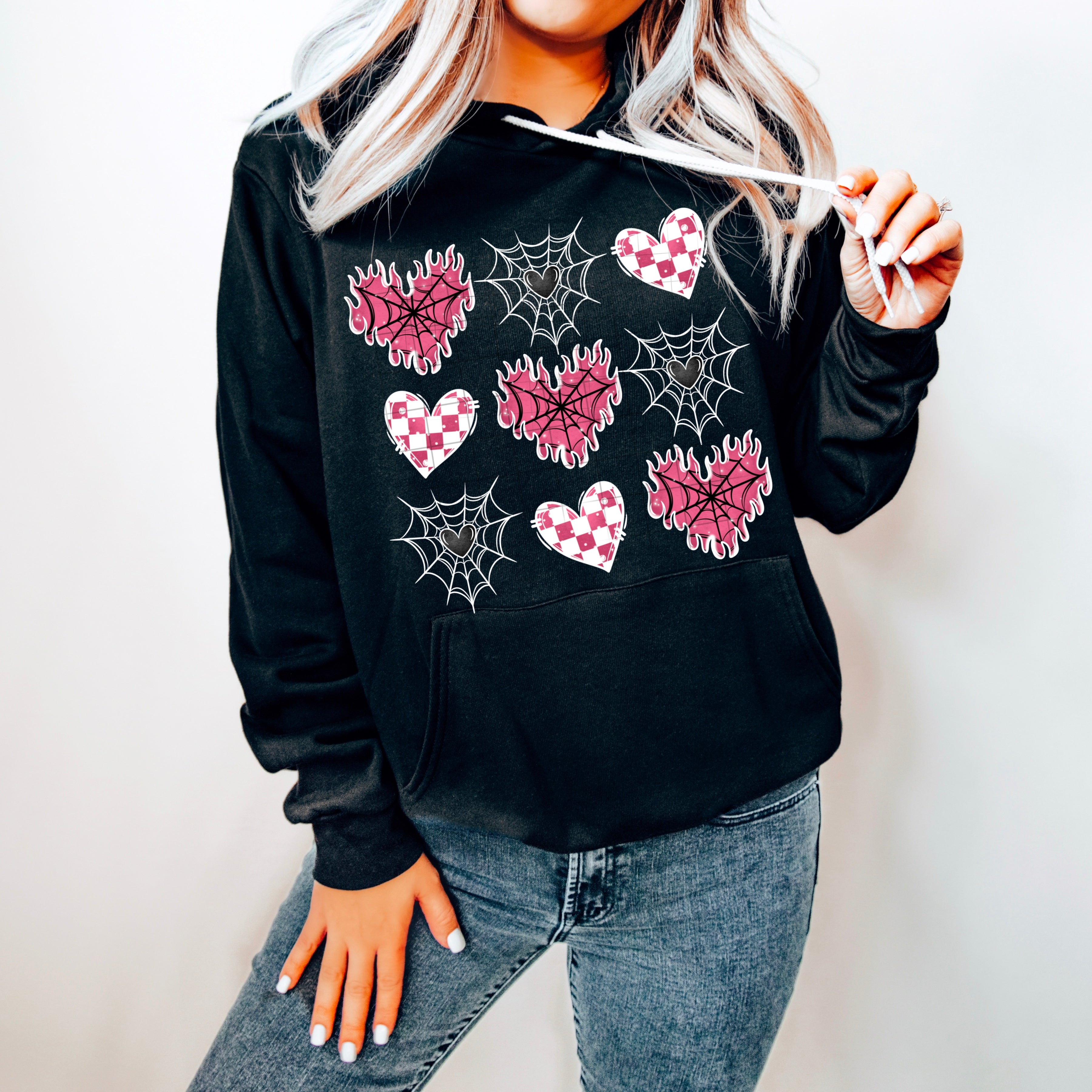 Pink Hearts With Spider Webs DROPDOWN TRANSFER CSC MAR – Sassy ...