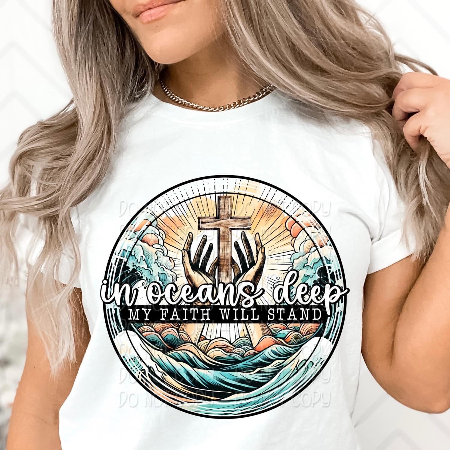 In Oceans Deep My Faith Will Stand White Outline TRANSFER – Sassy ...