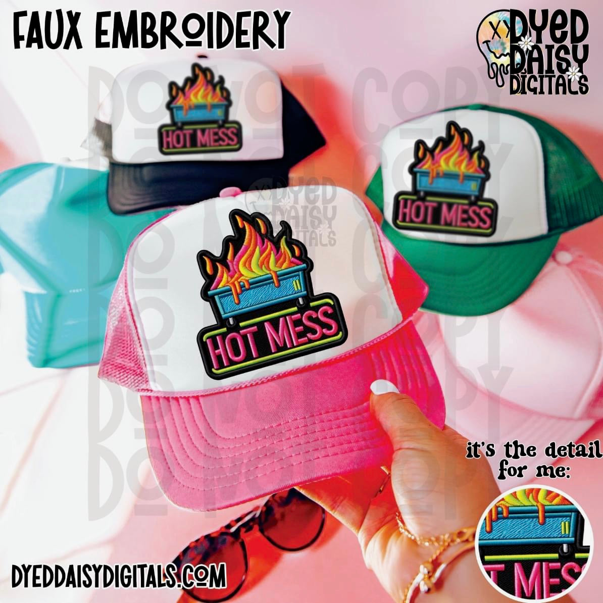 Hot Mess Dumpster Fire Faux Hat Patch 3-4” DTF TRANSFER DDD – Sassy ...