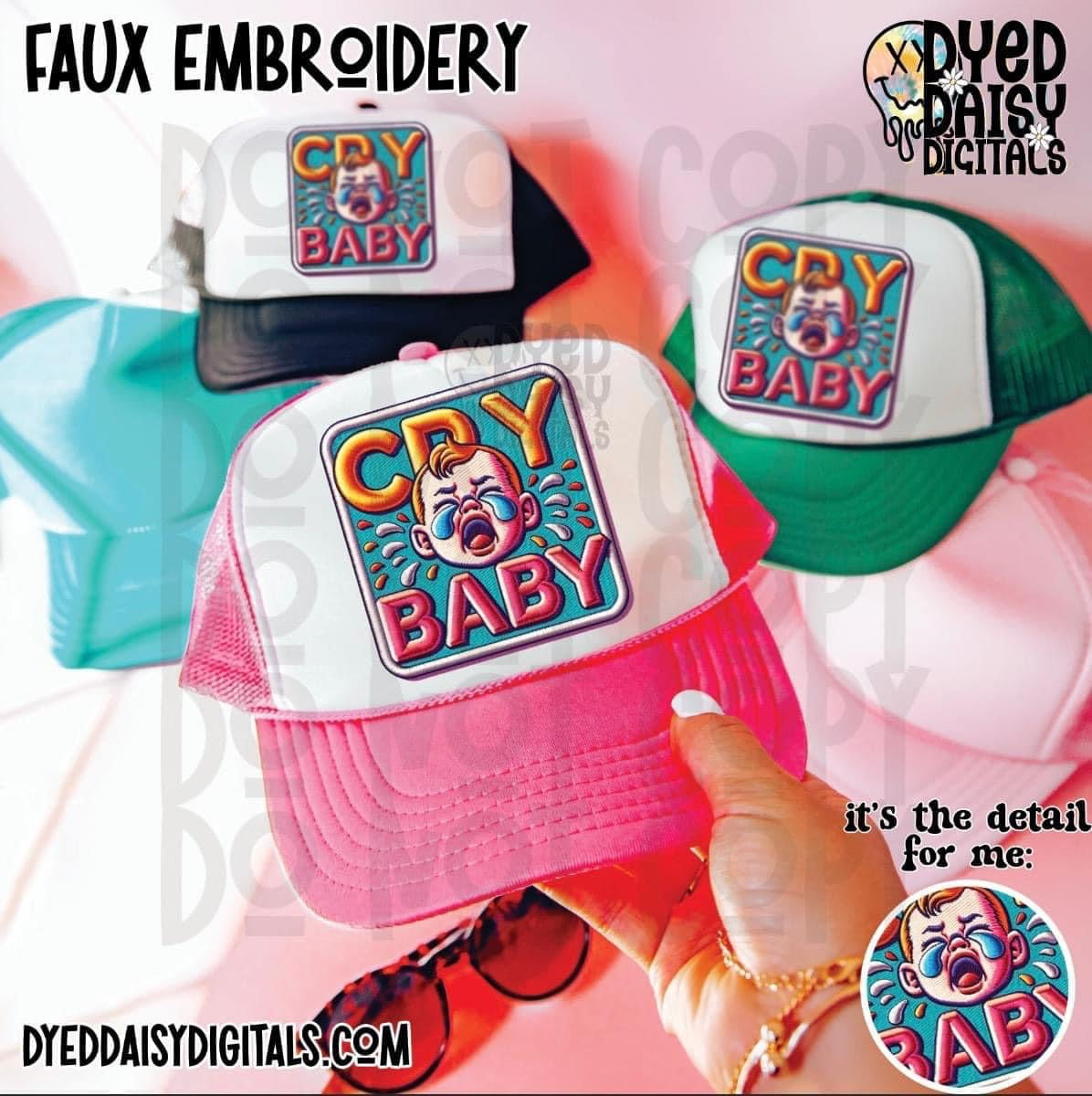 Cry Baby Faux Hat Patch 3-4” DTF TRANSFER DDD – Sassy Sublimation ...