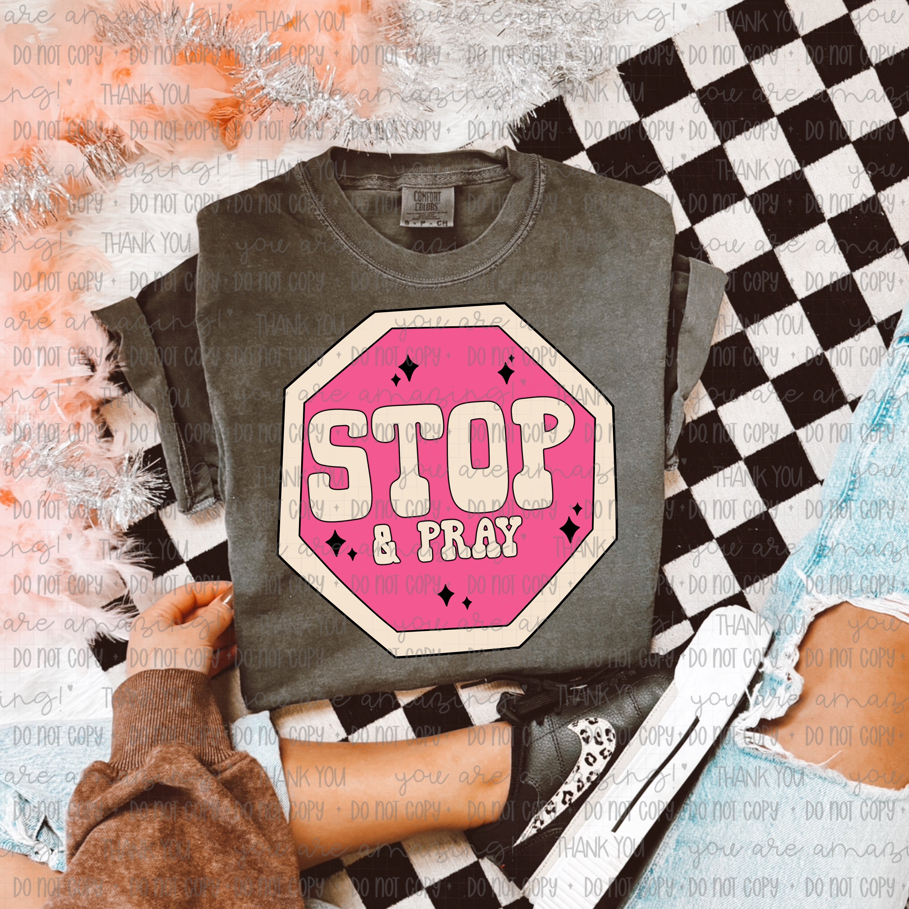 Stop & Pray Pink Stop Sign TRANSFER OHD SEPT 25 – Sassy Sublimation ...