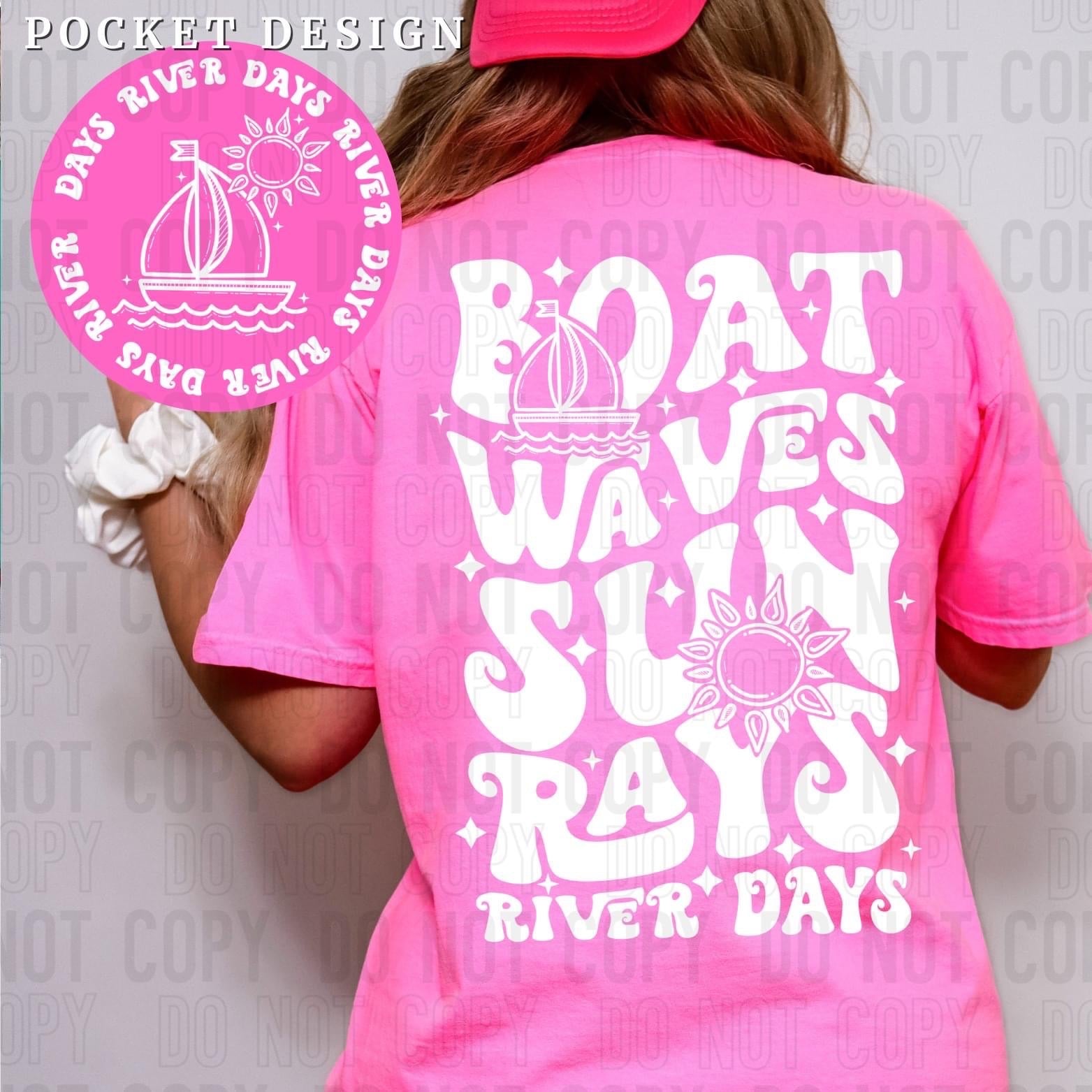 Boat Waves Sun Rays River Days Wht With Pocket TRANSFER – Sassy ...