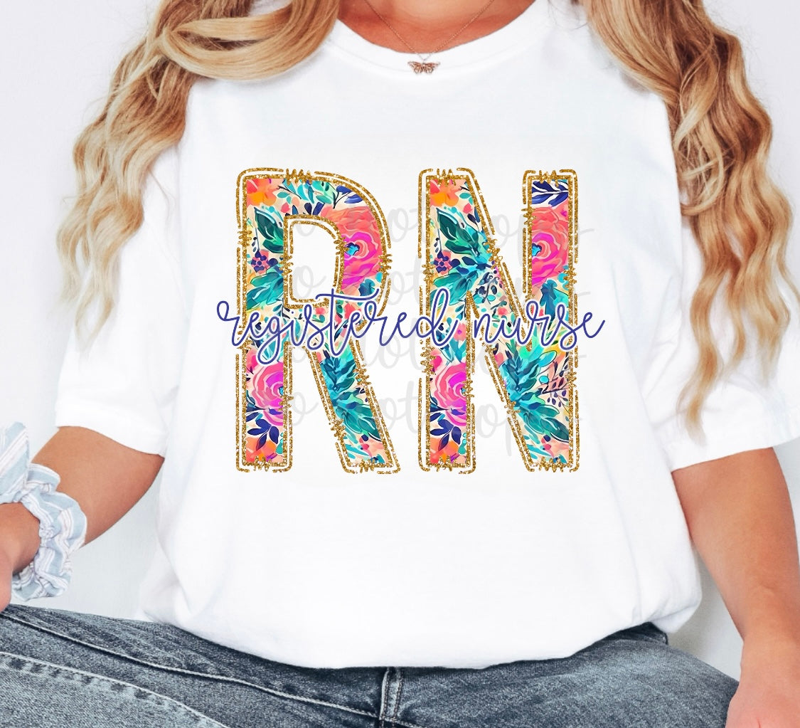 RN Floral With Gold Outline TRANSFER PARJO MAY 25 – Sassy Sublimation ...