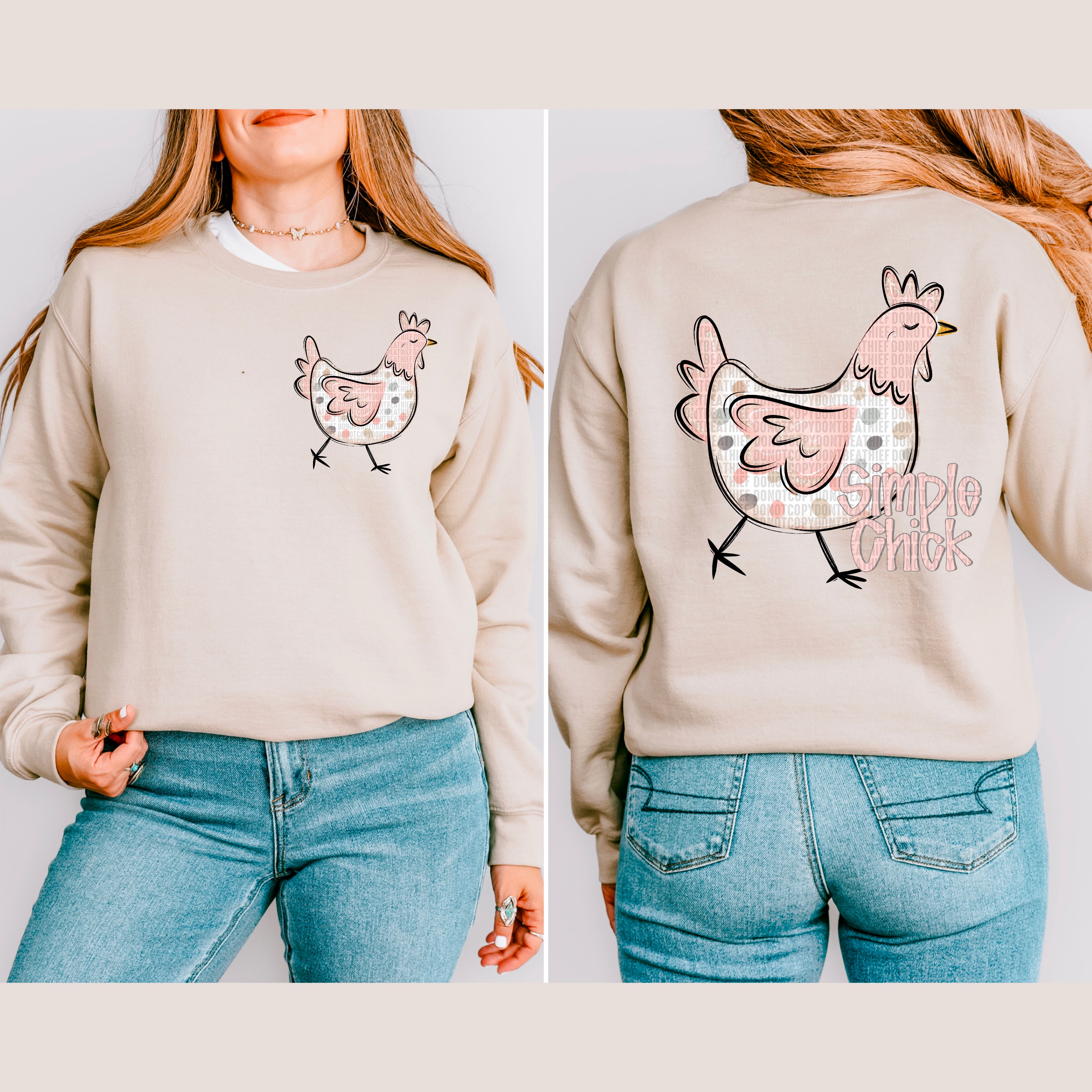 Simple Chick With Pocket TRANSFER SDD – Sassy Sublimation & Screen Prints