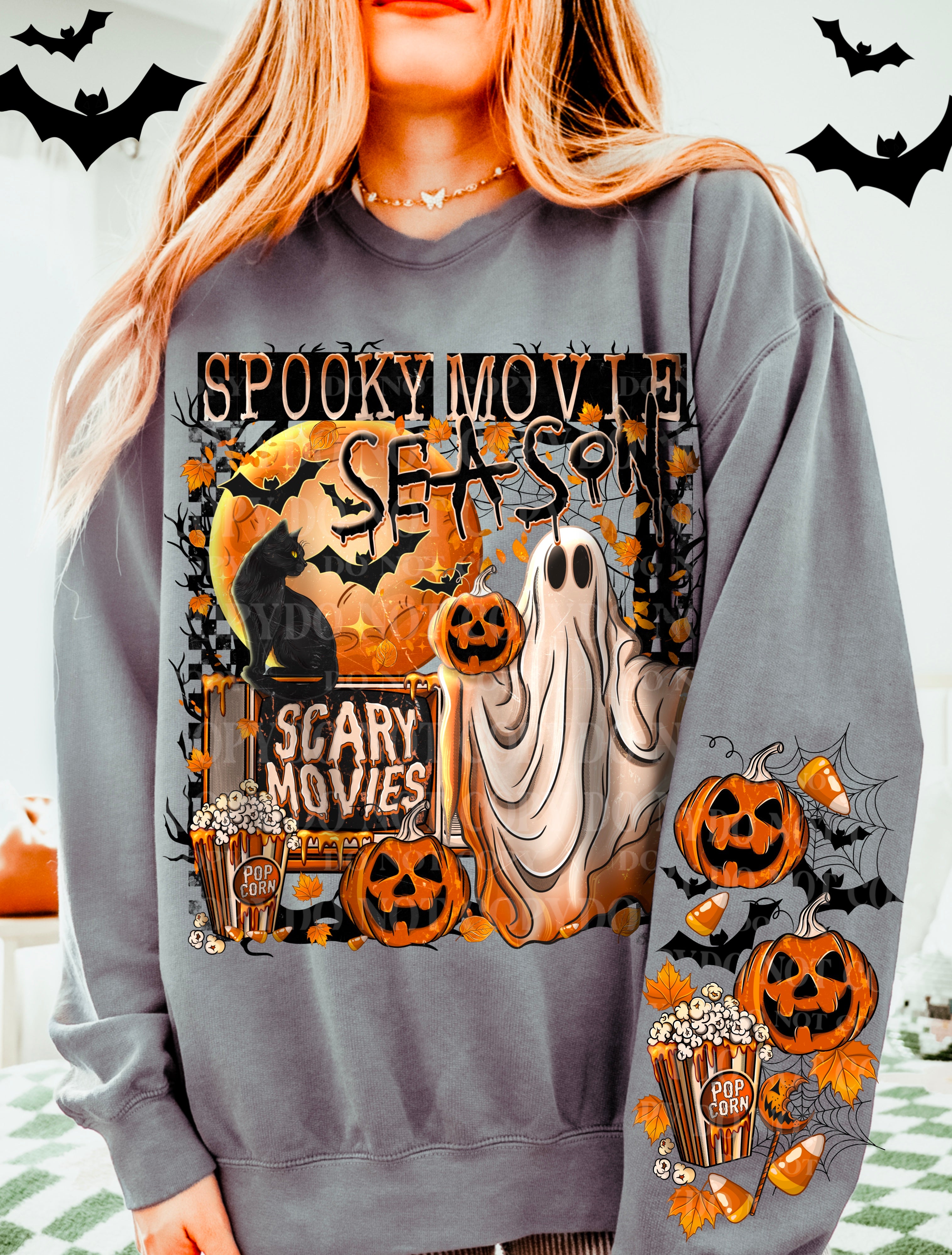 Spooky Movie Season Ghost With Sleeve TRANSFER AGCM – Sassy Sublimation ...