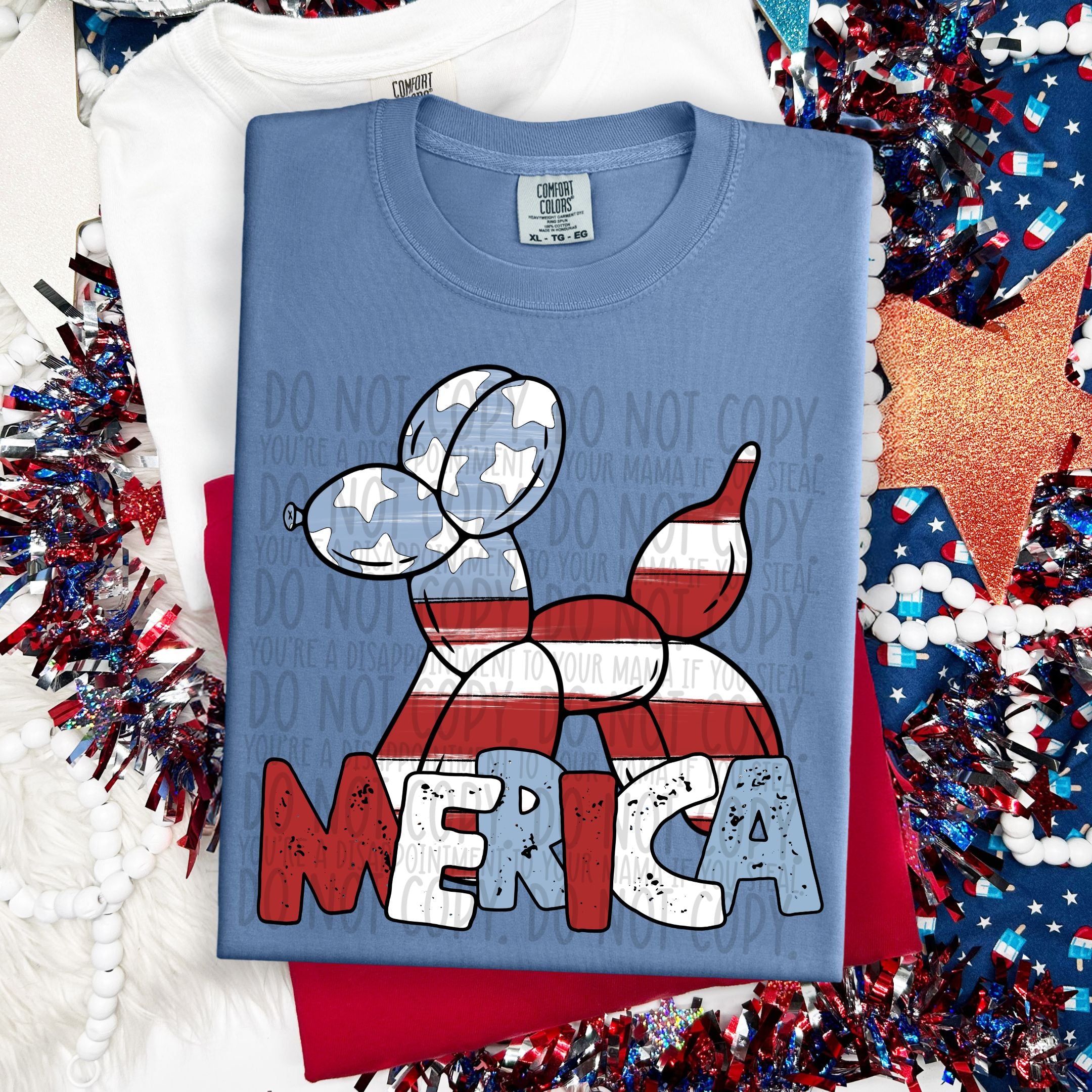Merica Balloon Dog TRANSFER SWD MAY – Sassy Sublimation & Screen Prints