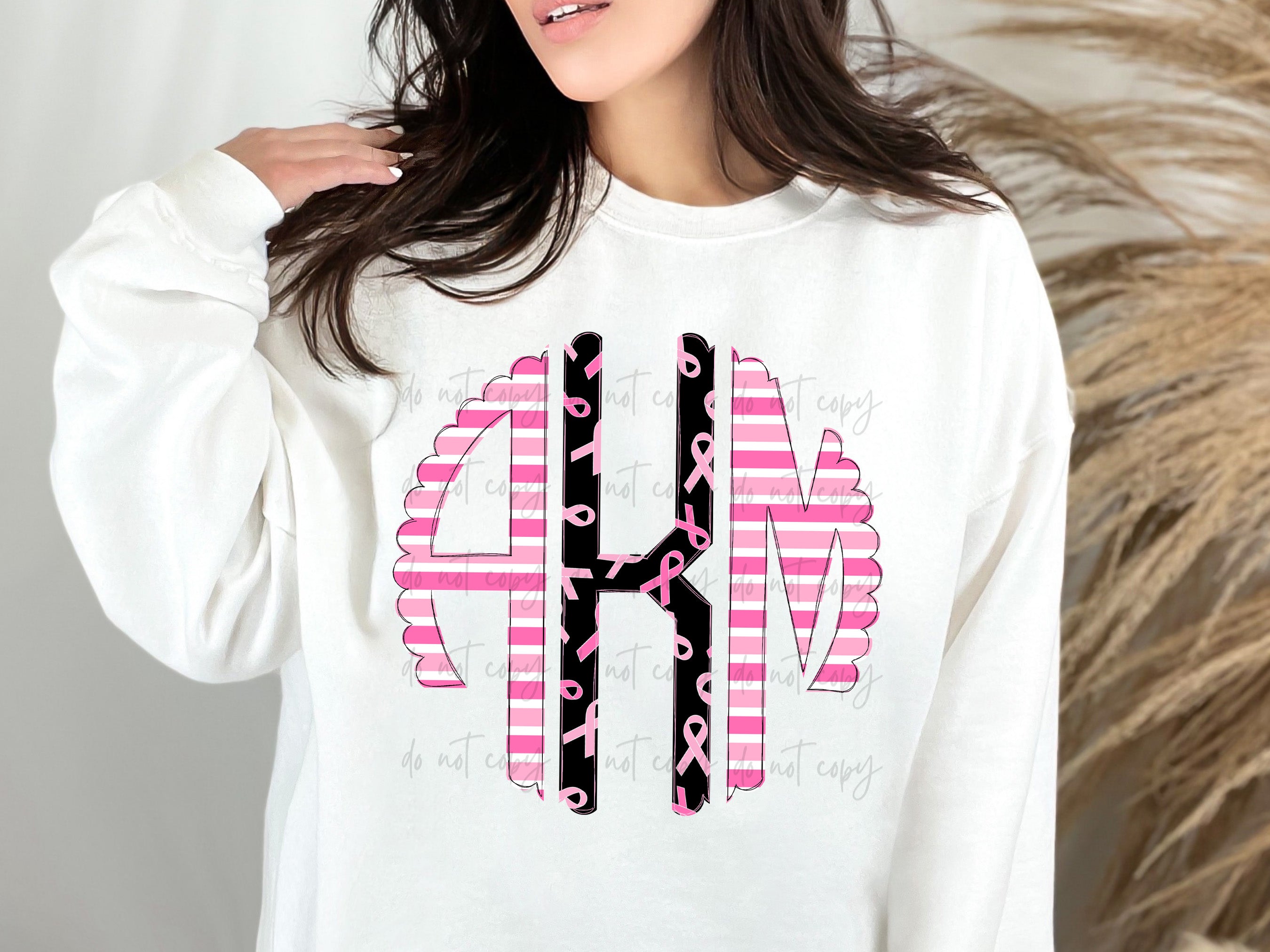 Breast Cancer Ribbon CUSTOM Monogram DTF Transfer – Sassy Sublimation ...