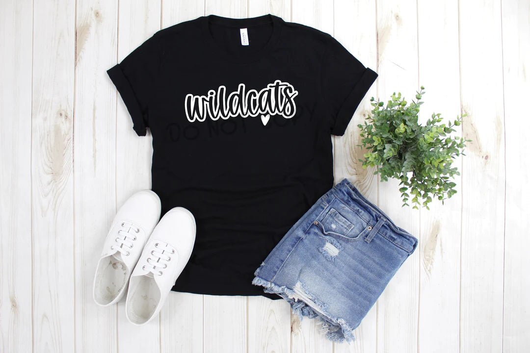 Wildcats Script W Heart TRANSFER – Sassy Sublimation & Screen Prints