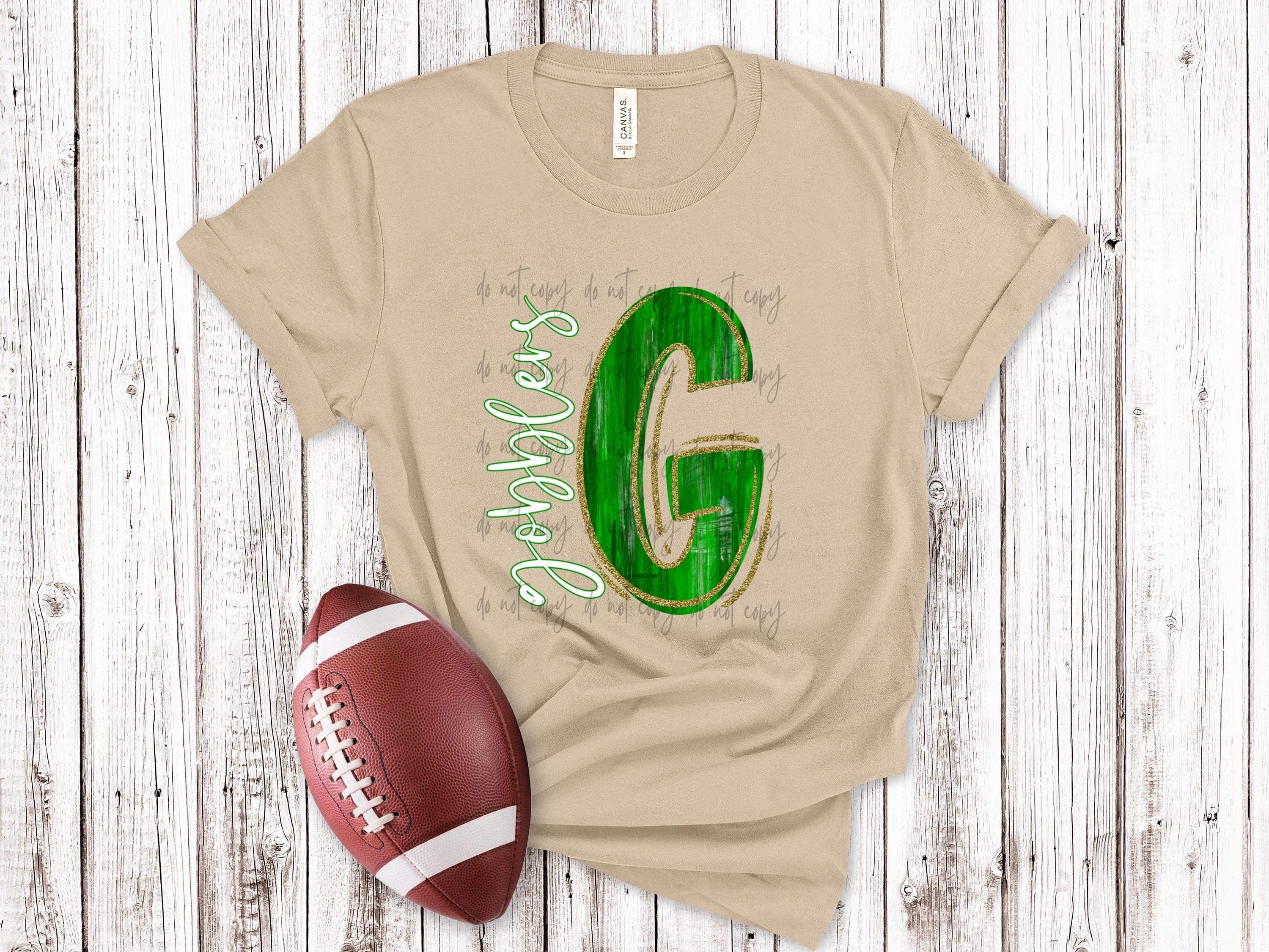 Gobblers Green With Gold Trim TRANSFER – Sassy Sublimation & Screen Prints