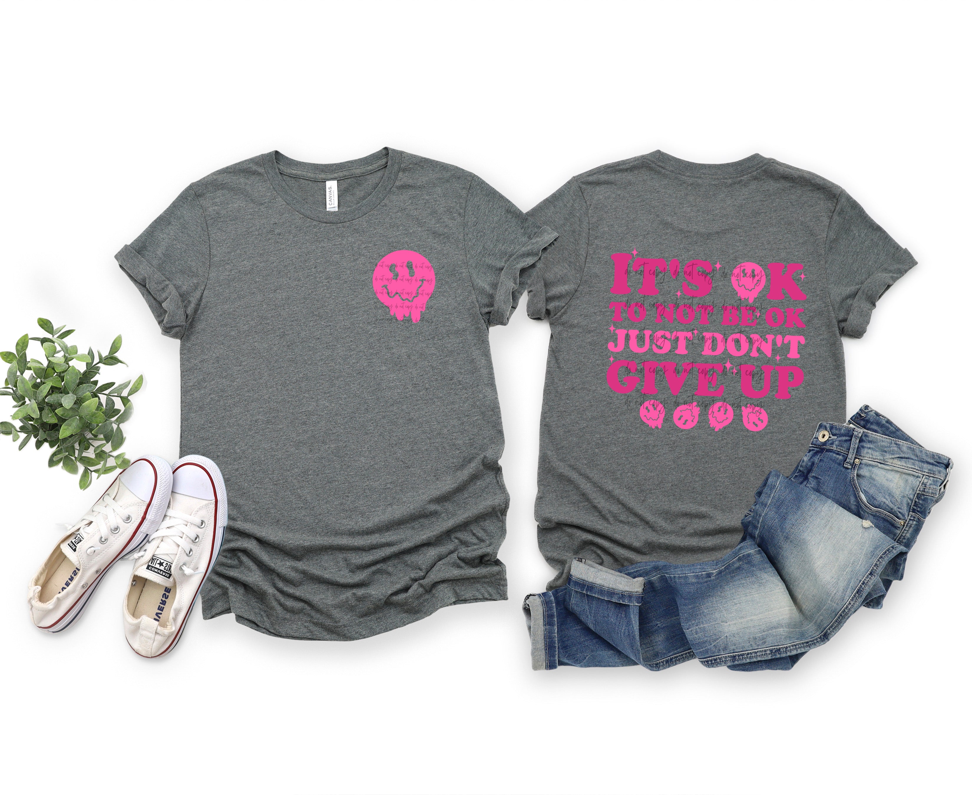 It's Ok To Not Be Ok PINK With Pocket TRANSFER – Sassy Sublimation ...