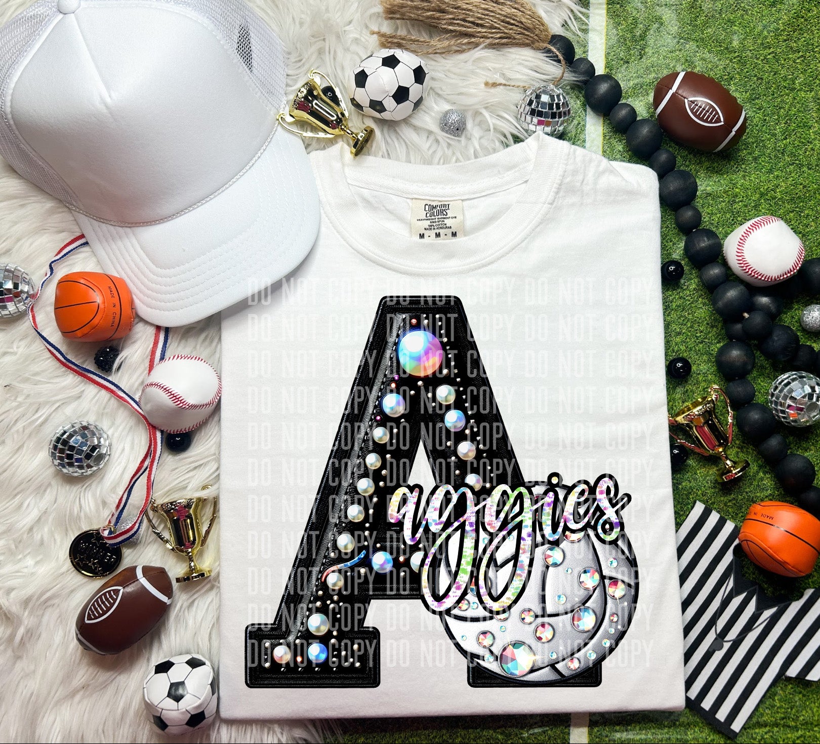 Faux Leather Rhinestone Volleyball Mascots DROPDOWN TRANSFER CAP ...